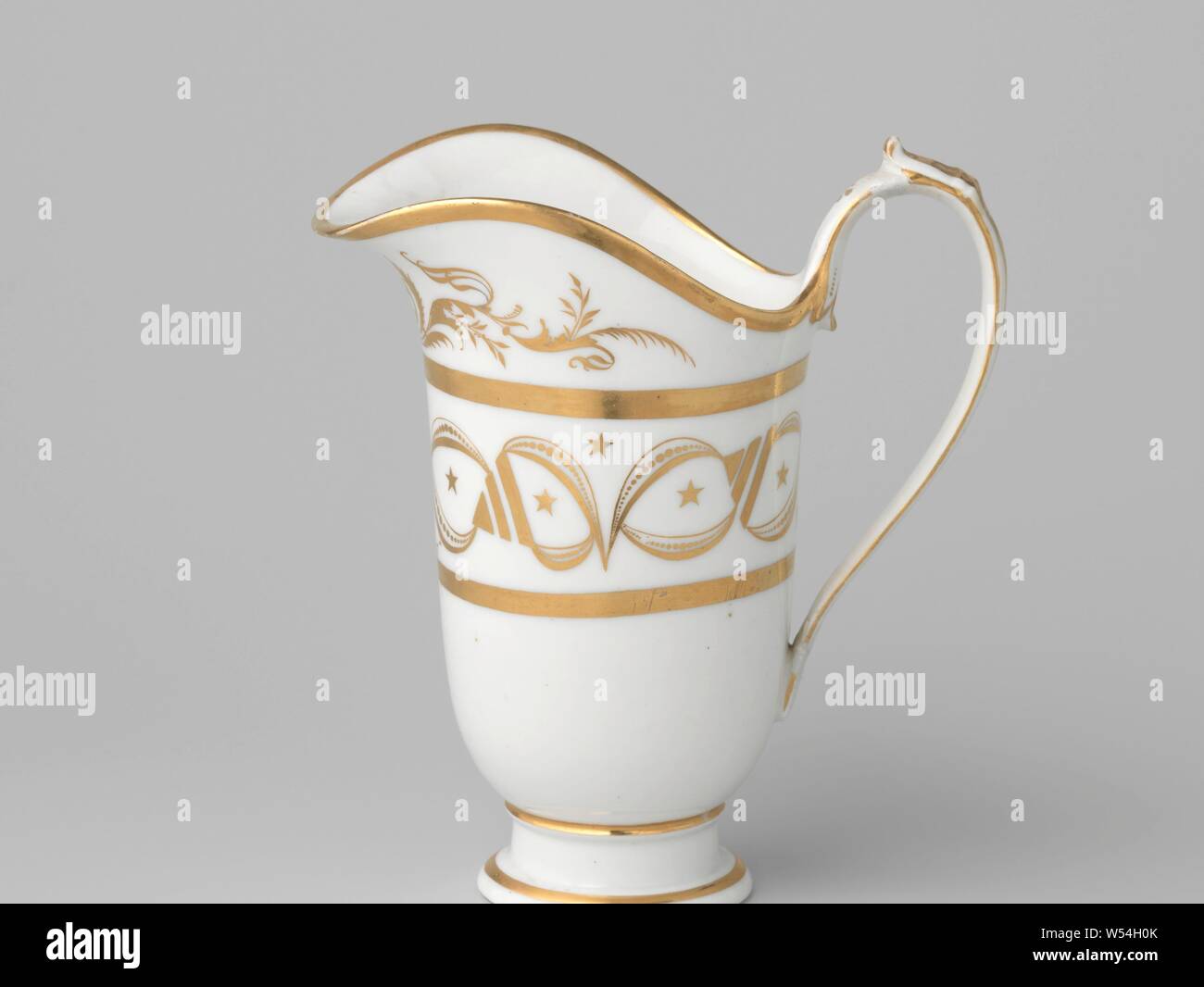 Milk jug with floral scrolls and ornamental borders, Porcelain milk jug ...