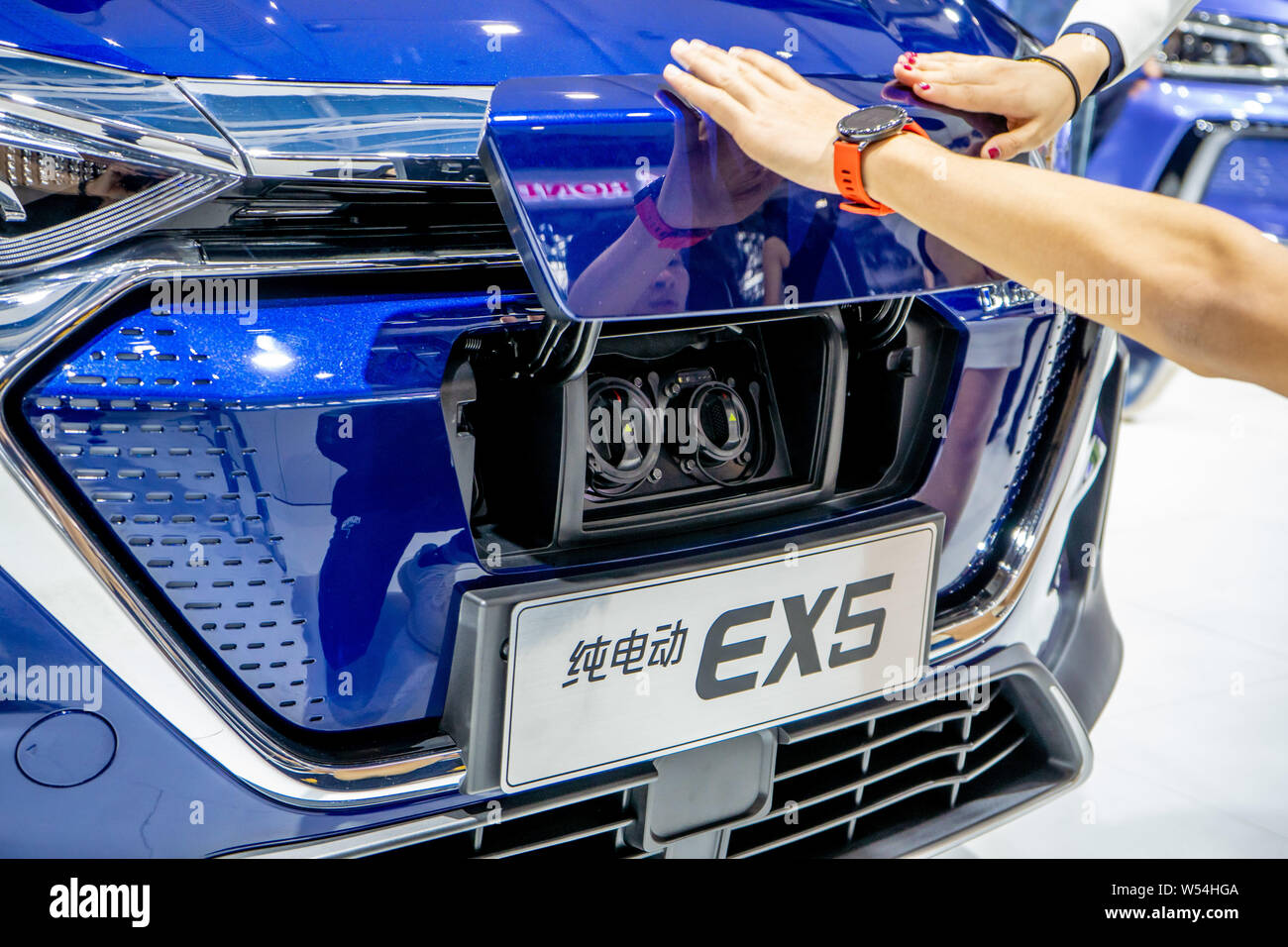 --FILE--A EX5 electric vehicle (EV) of BAIC BJEV is on display during ...