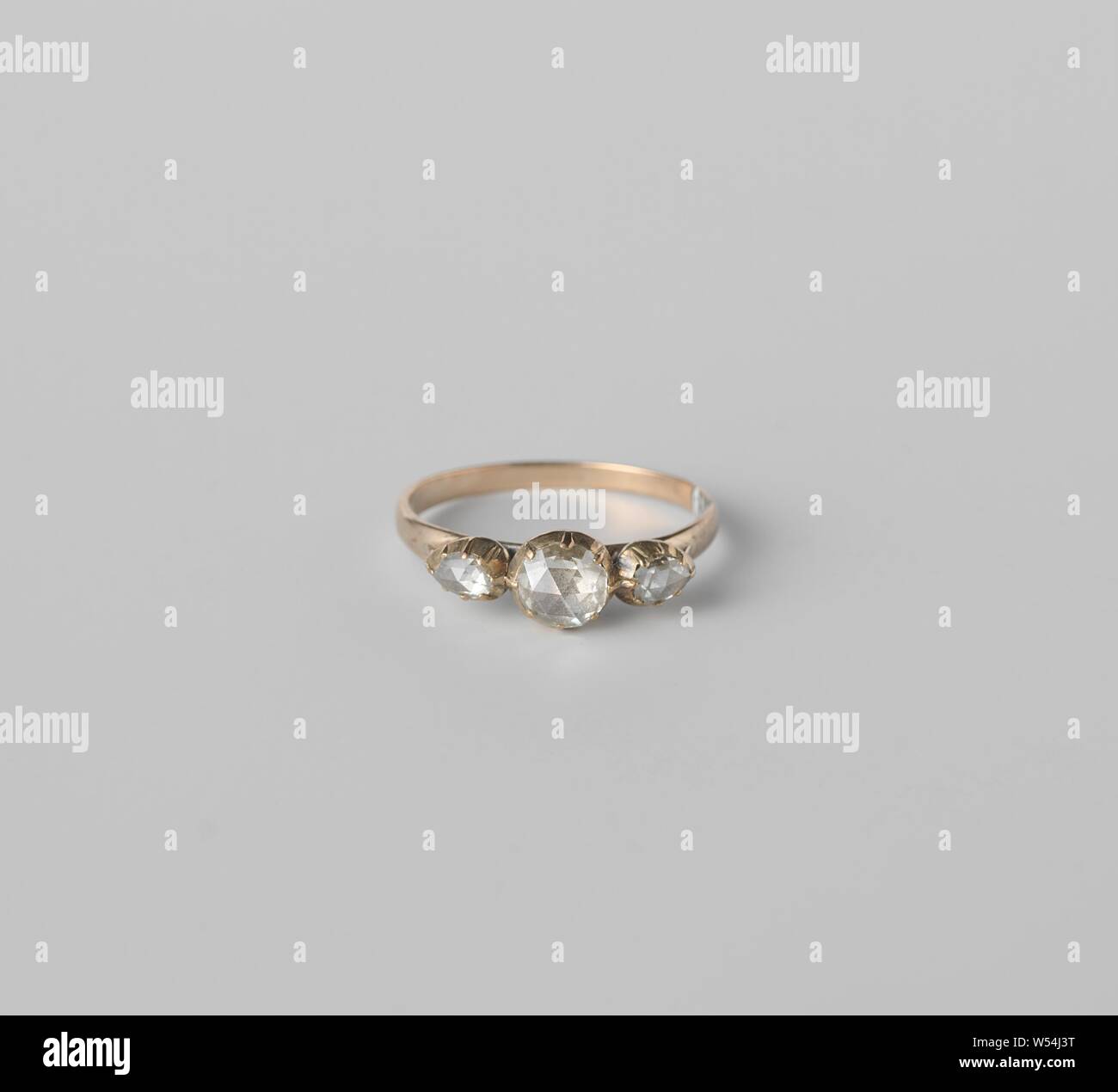 Ring with diamonds, Ring with three rose diamonds. One large round ...