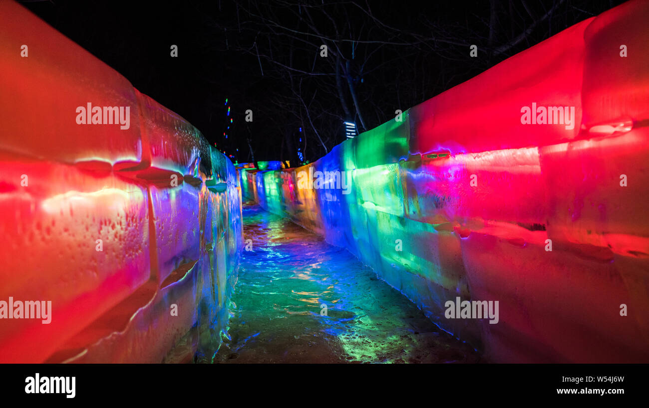 View of Beijing's longest ice slide at the first Lingshan Ice and Snow ...