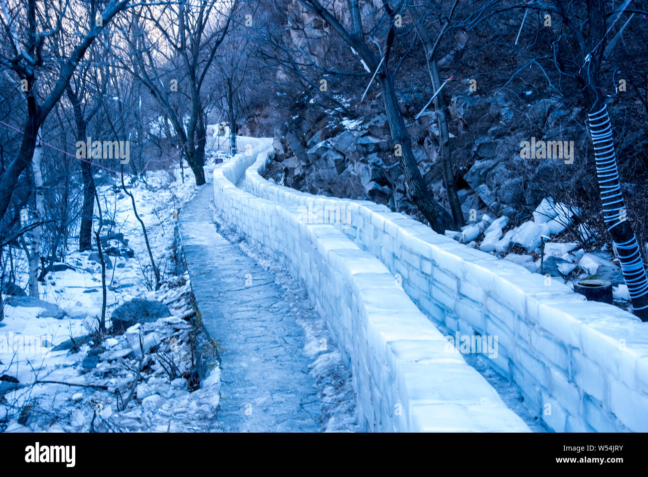 View of Beijing's longest ice slide at the first Lingshan Ice and Snow ...