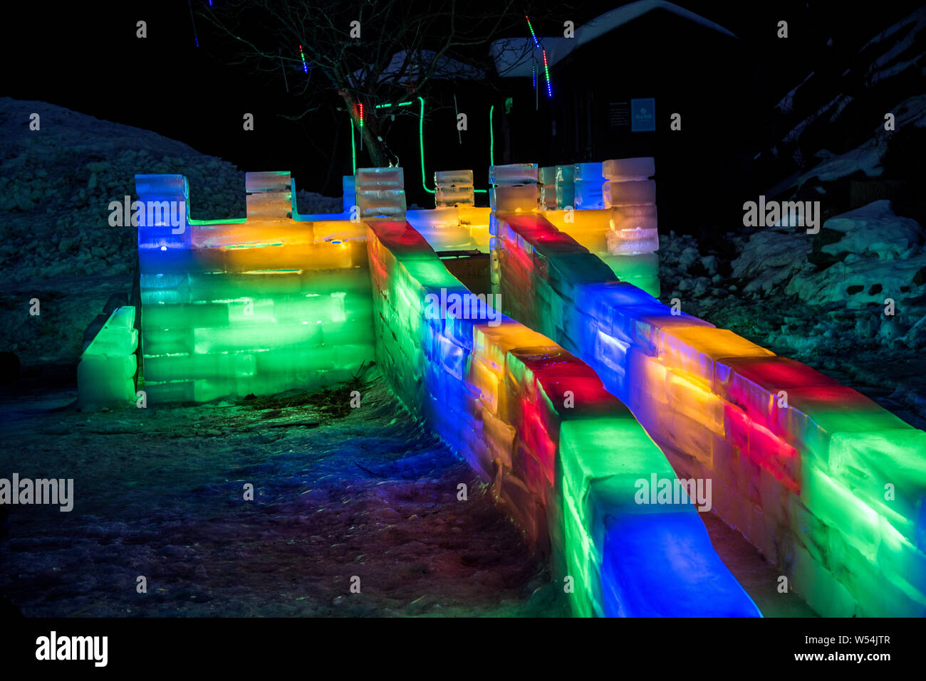 View of Beijing's longest ice slide at the first Lingshan Ice and Snow ...