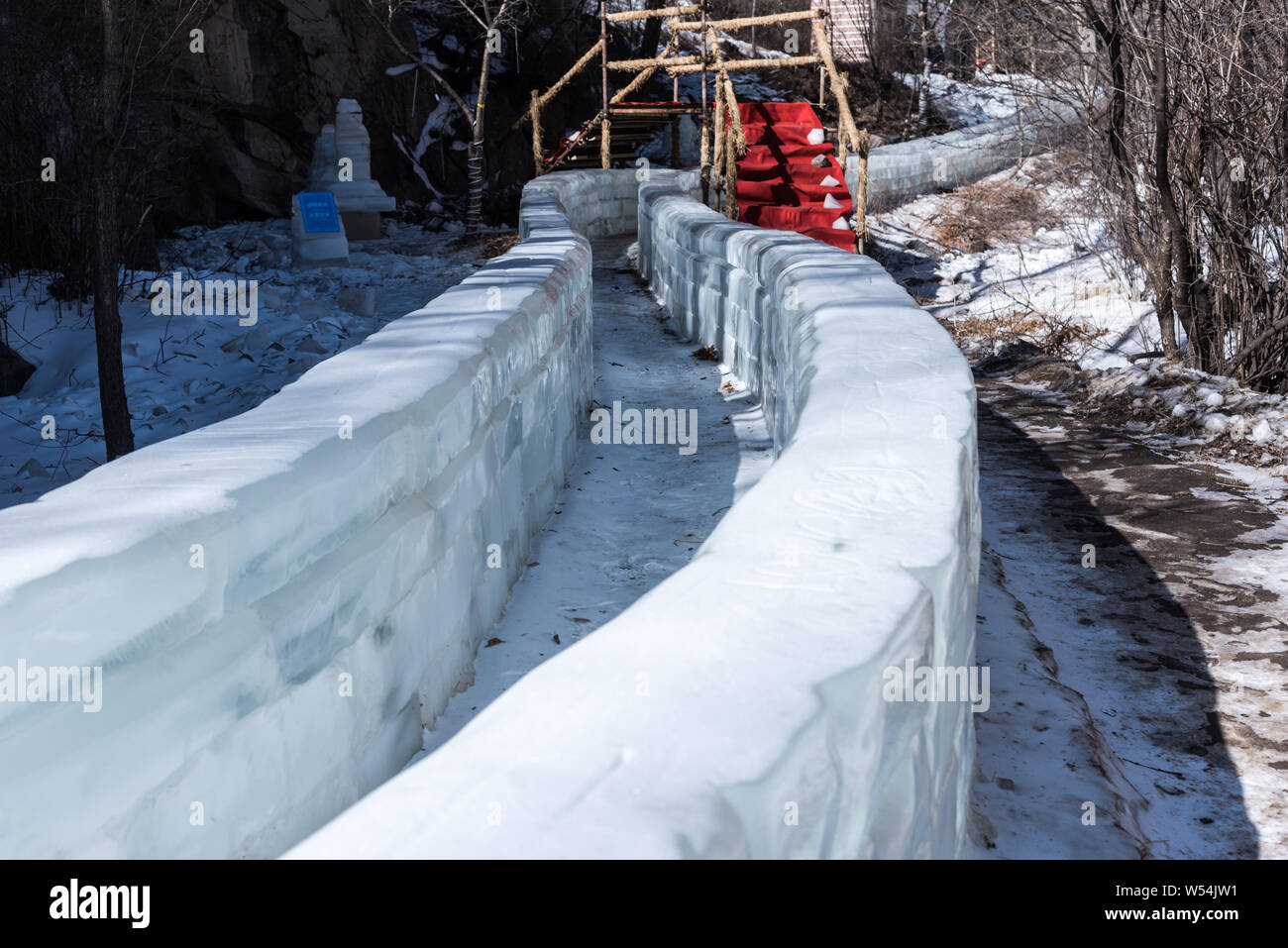 View of Beijing's longest ice slide at the first Lingshan Ice and Snow ...