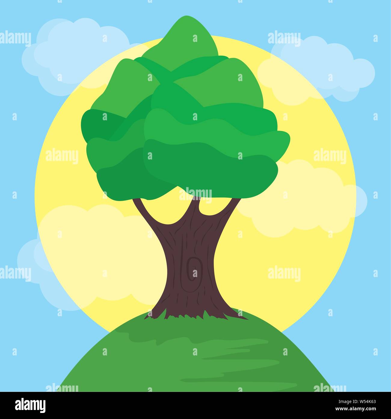 landscape tree sun sky design Stock Vector Image & Art - Alamy