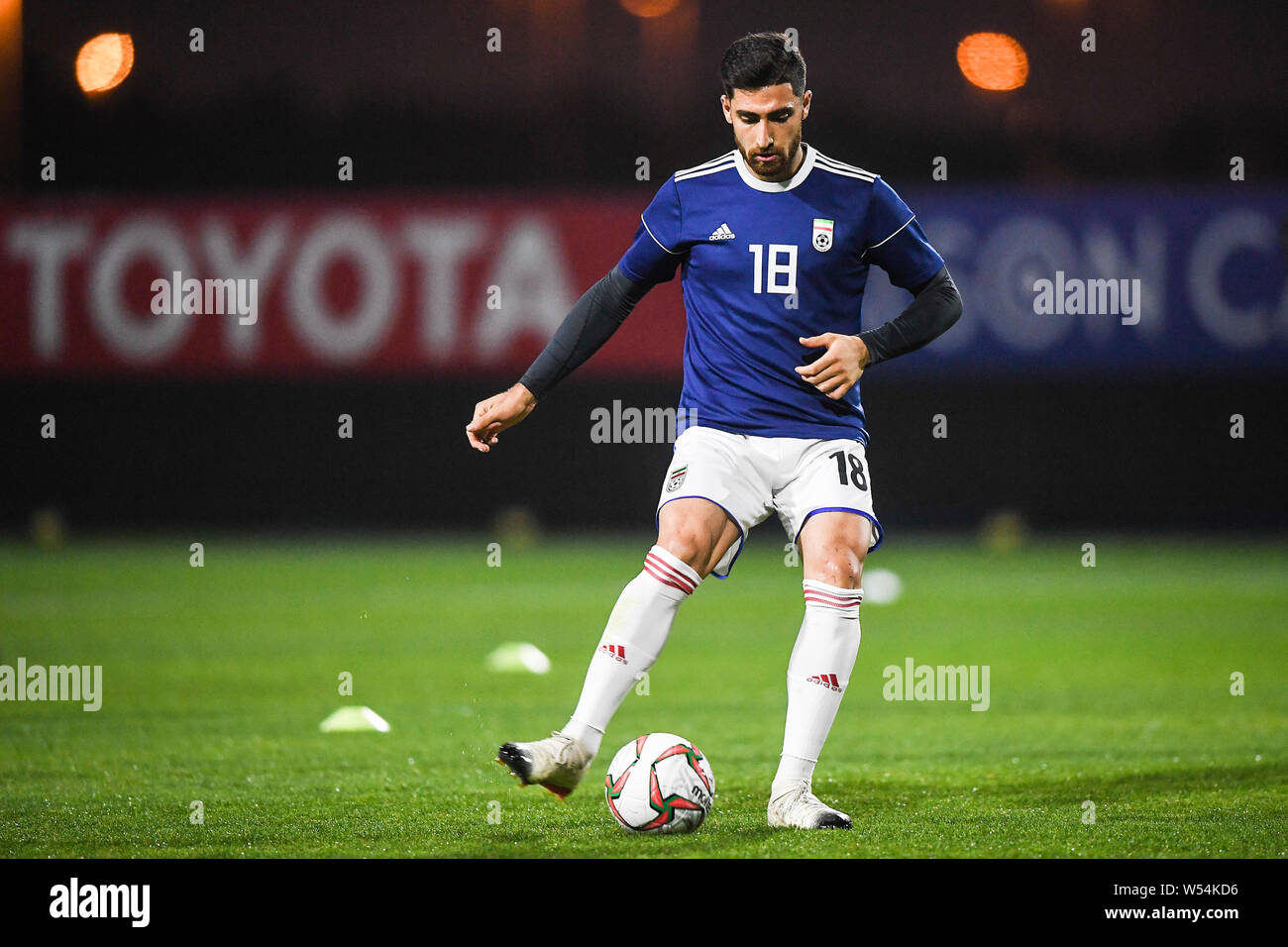 A player of Iran national football team takes part in a training ...
