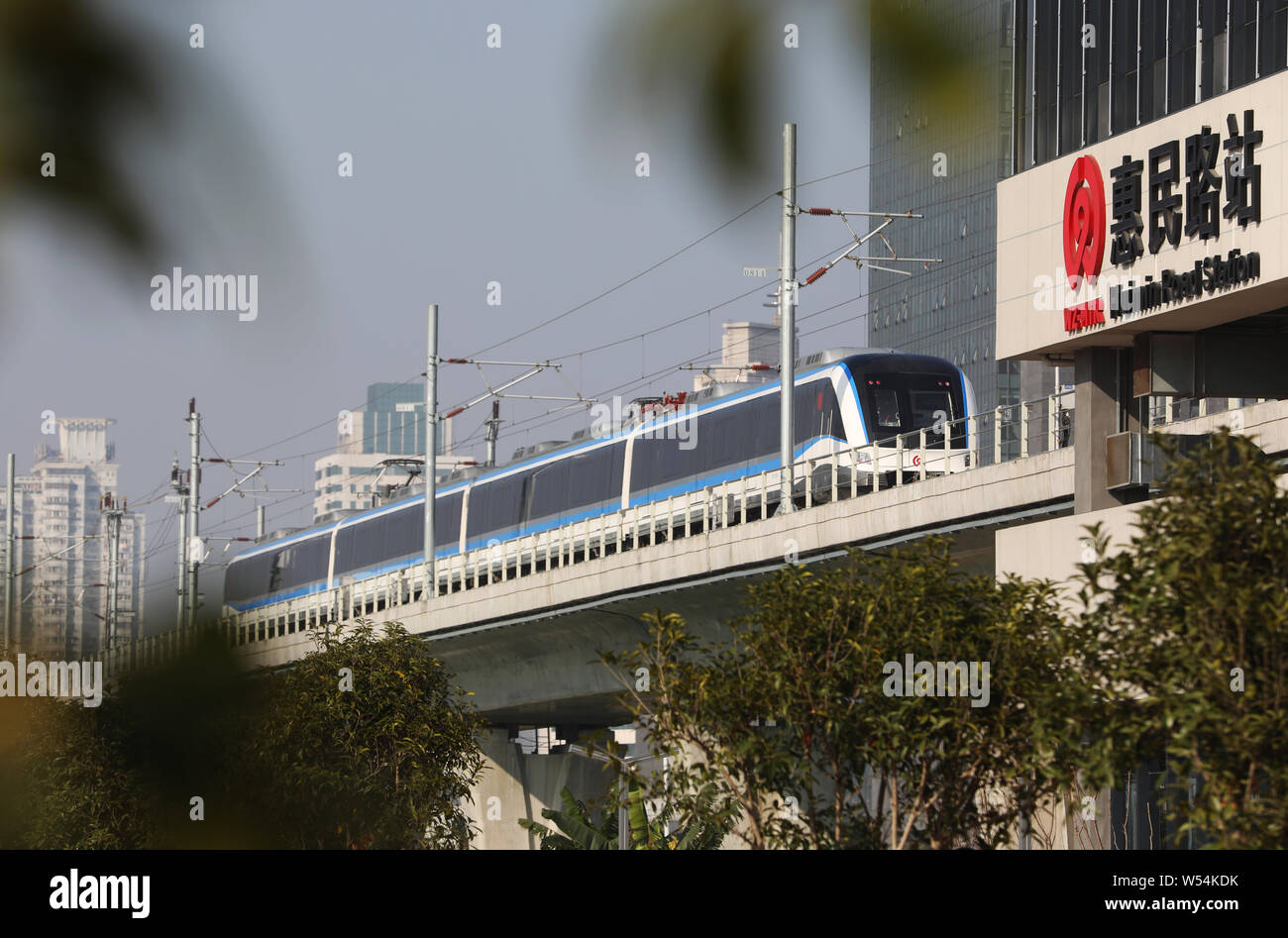 A railway train of the city railway S1 line, based on the high-speed ...