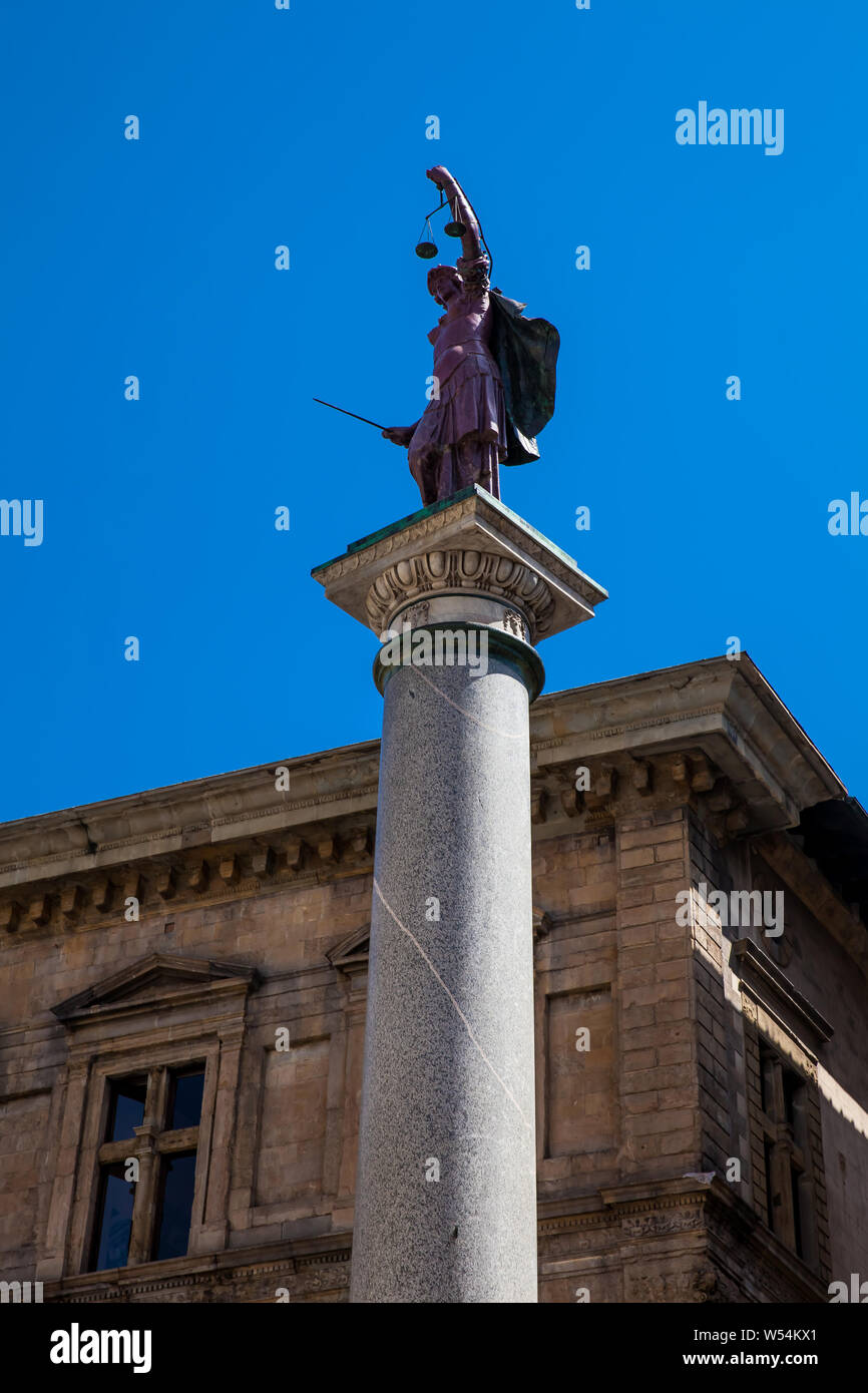 FLORENCE, ITALY - APRIL, 2018: Justice Column at the Saint Trinity ...
