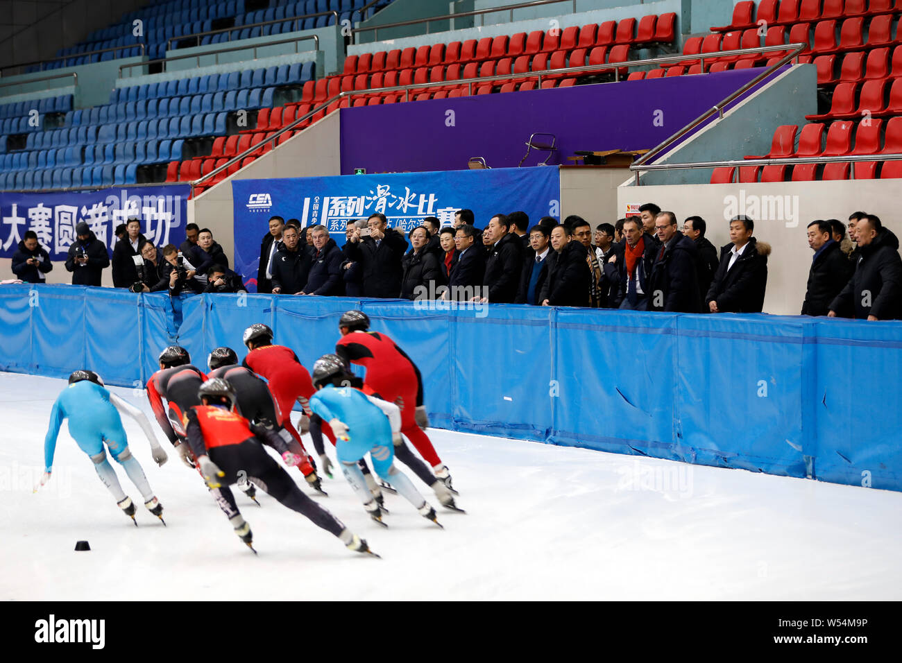 Thomas Bach, center, President of the International Olympic Committee ...