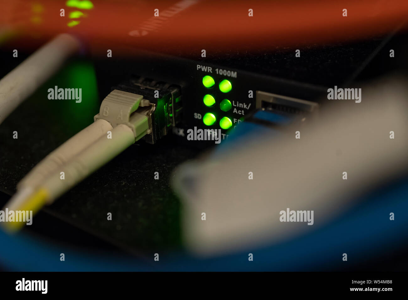 Fiber Optic Converter to Ethernet in a Broadcasting Center Stock Photo ...