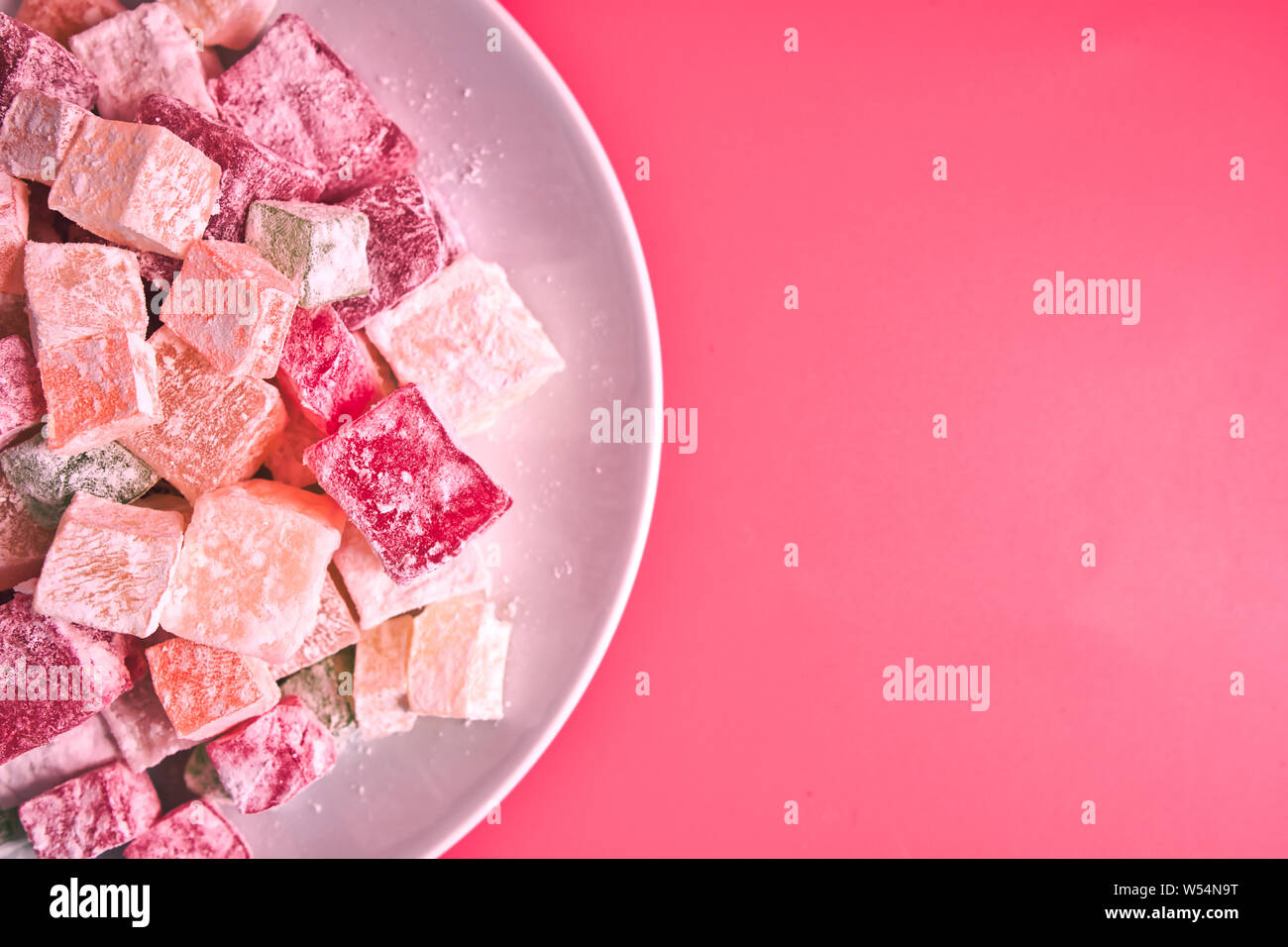 Turkish delight. Flavoured Turkish delights. Isolated surface Stock ...