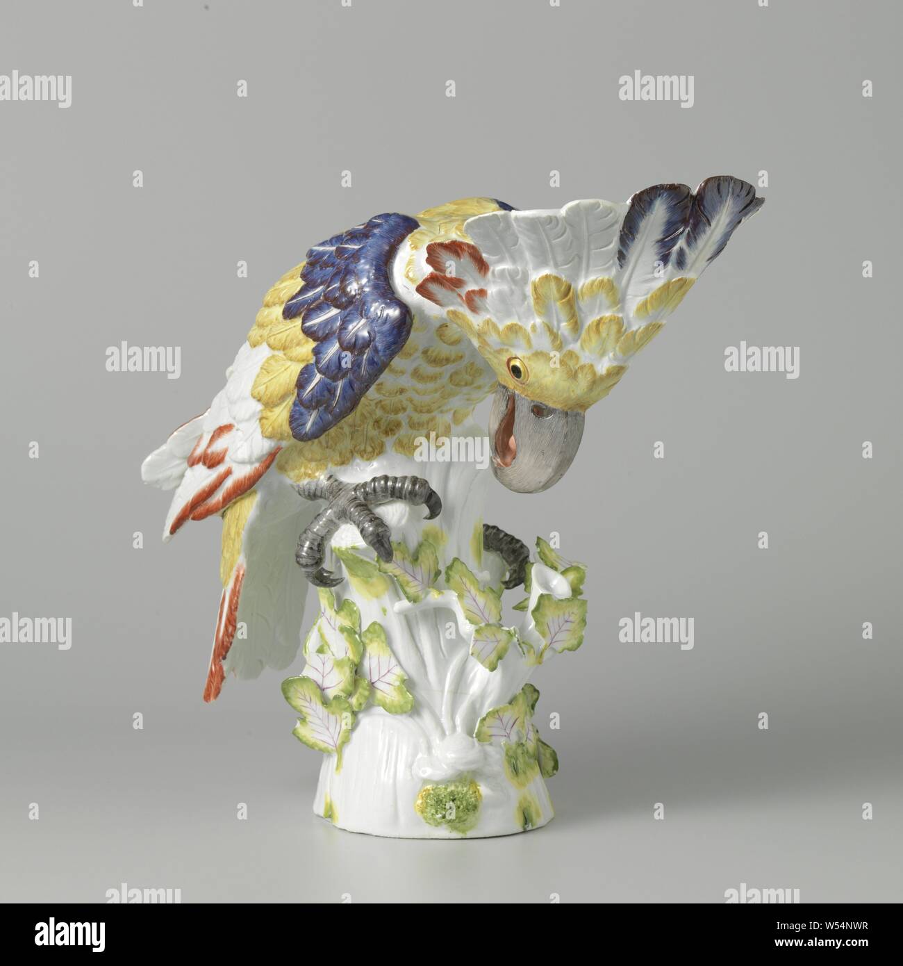 Cockatoo, Figure of painted porcelain. The figure represents a tree ...