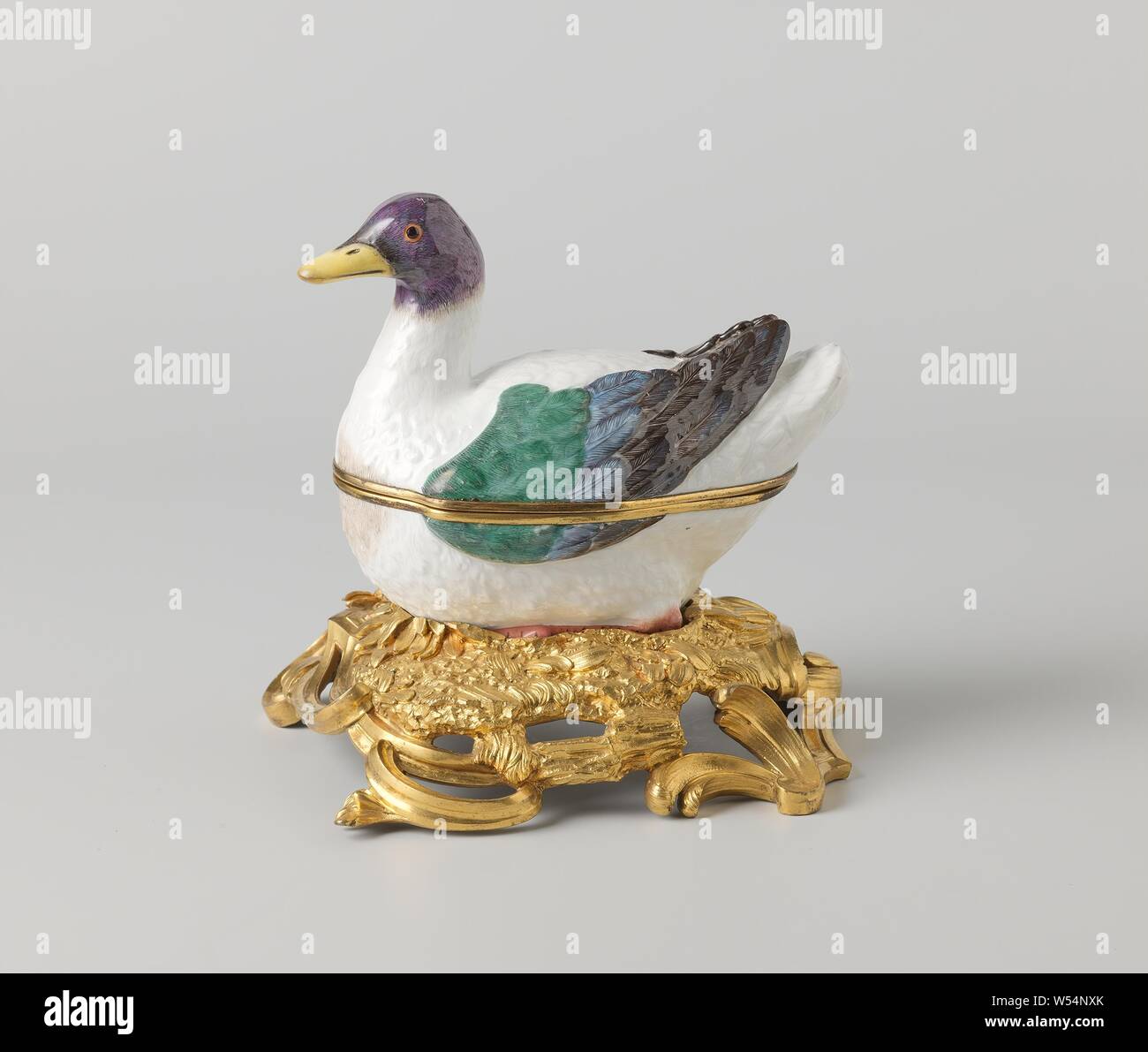 Gilt bronze rococo pedestal, The duck sits on a gilt bronze rococo ...