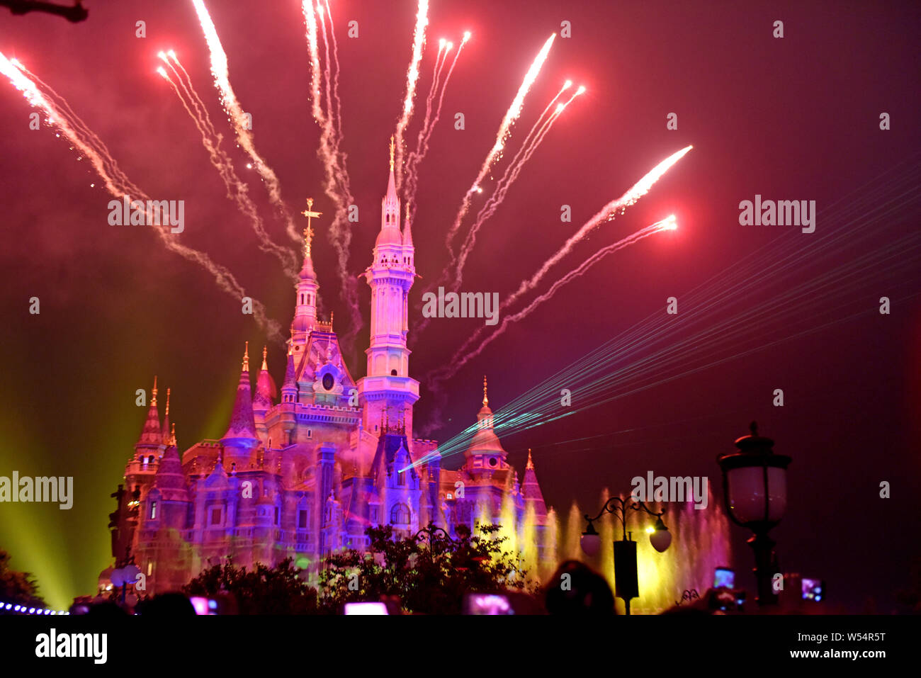 --FILE--Fireworks explode over the Disney Castle in the Shanghai ...