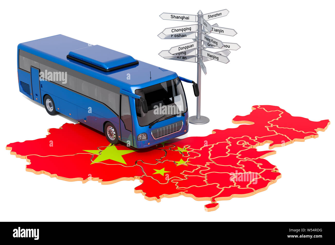 China Bus Tours concept concept. 3D rendering isolated on white ...