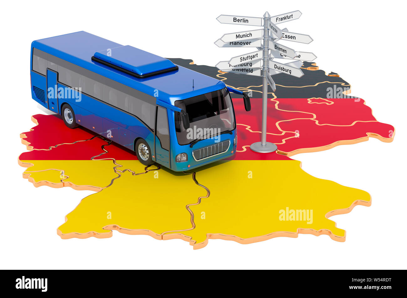 Germany Bus Tours concept. 3D rendering isolated on white background ...