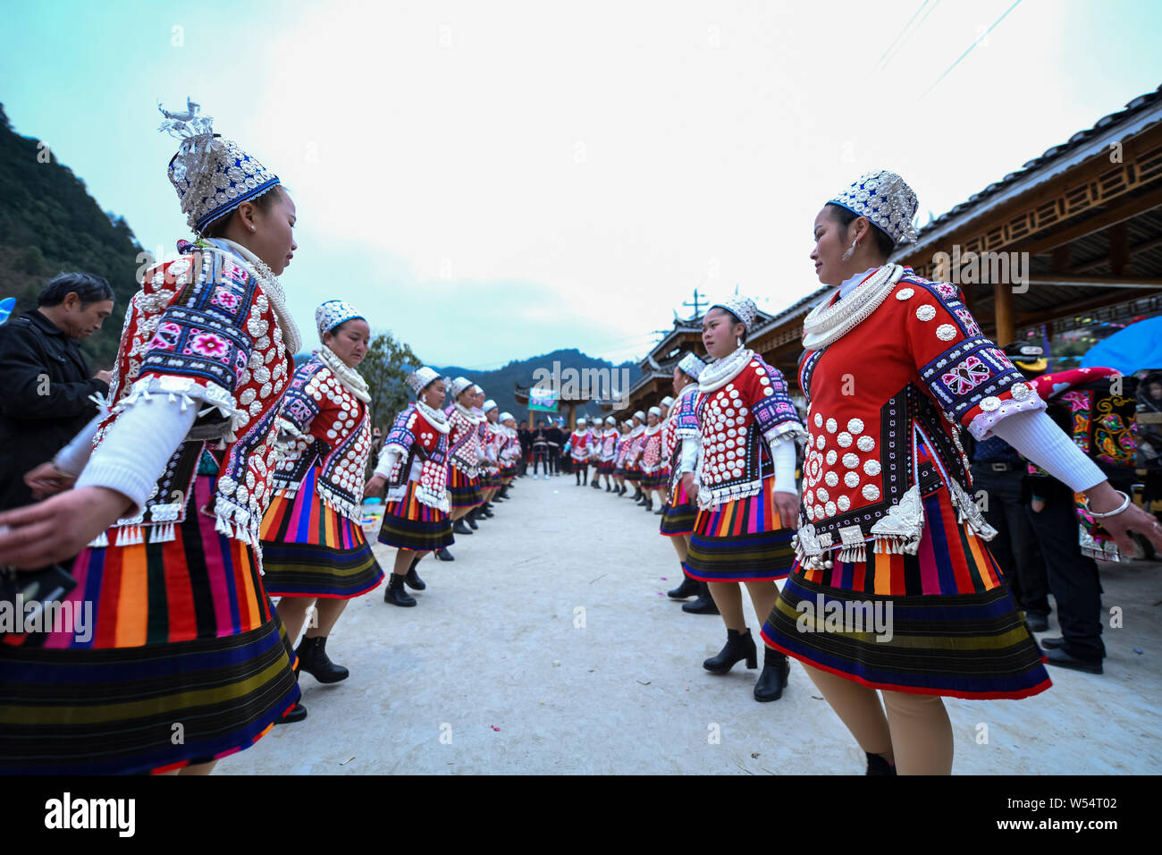 Local Chinese people of Miao ethnic minority dressed in traditional ...