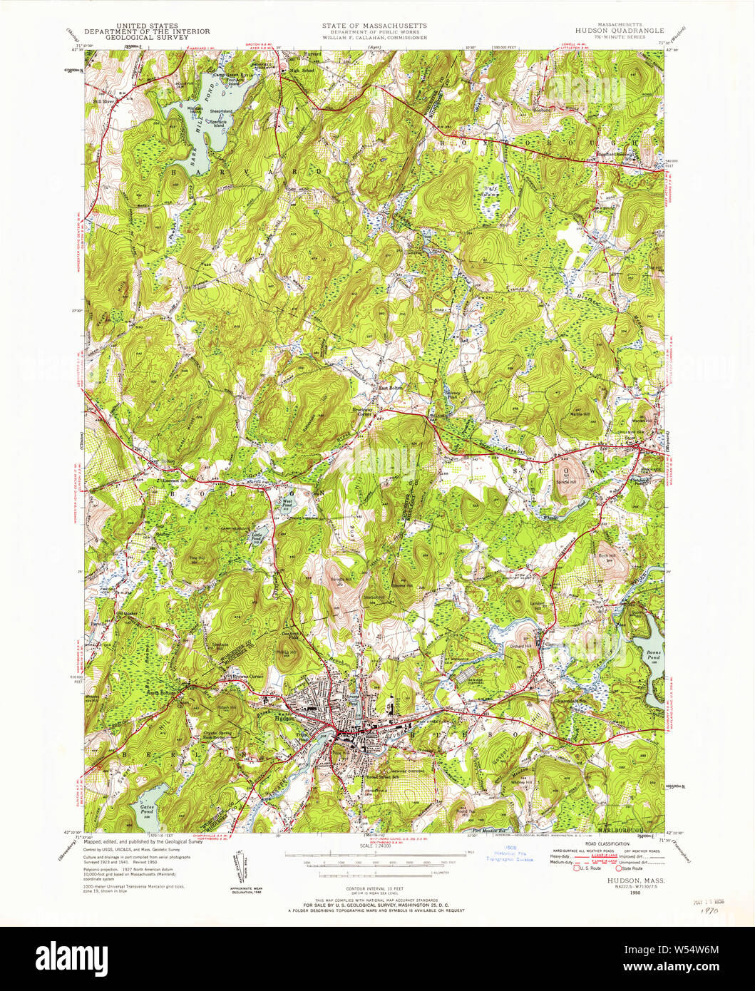 Massachusetts USGS Historical Topo Map MA Hudson 350213 1950 24000 ...