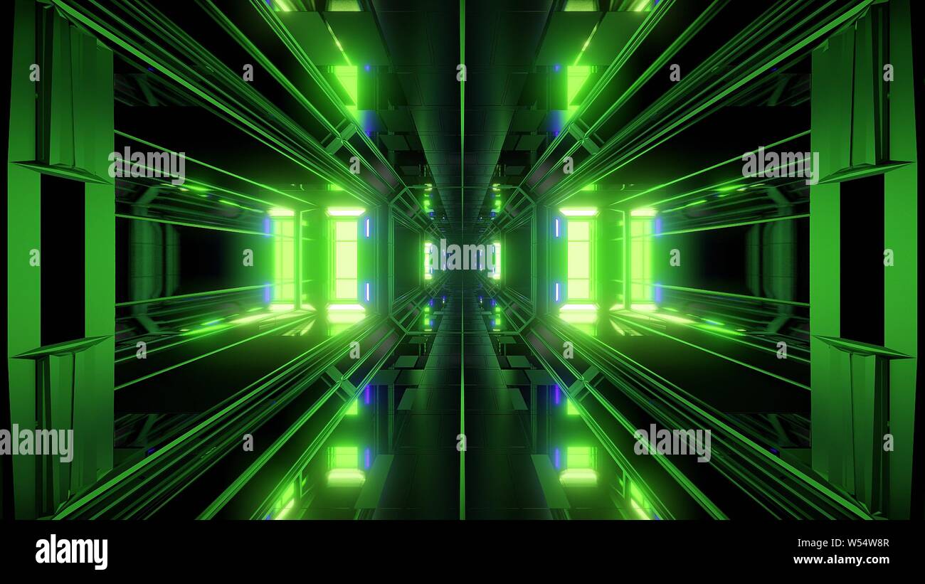 futuristic science-fiction tunnel corridor 3d illustration background ...