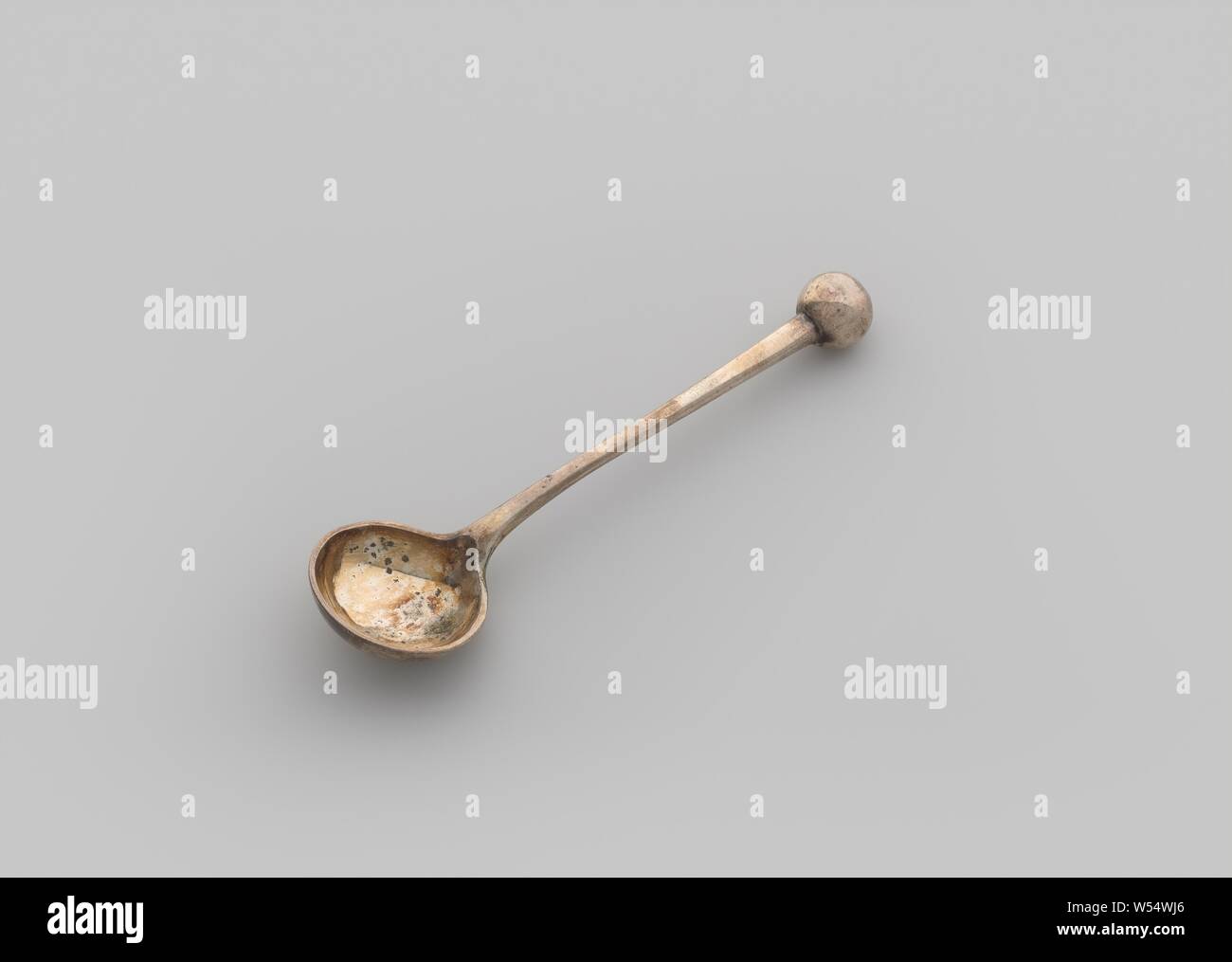 Salt spoon with round container and round stem with ball crown, Salt ...