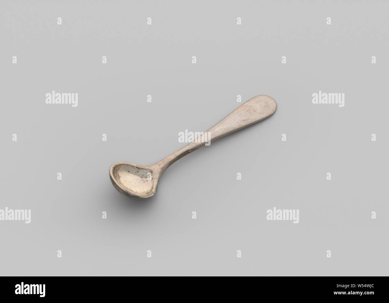 Salt spoon with a round container and a widening flat handle, Salt ...