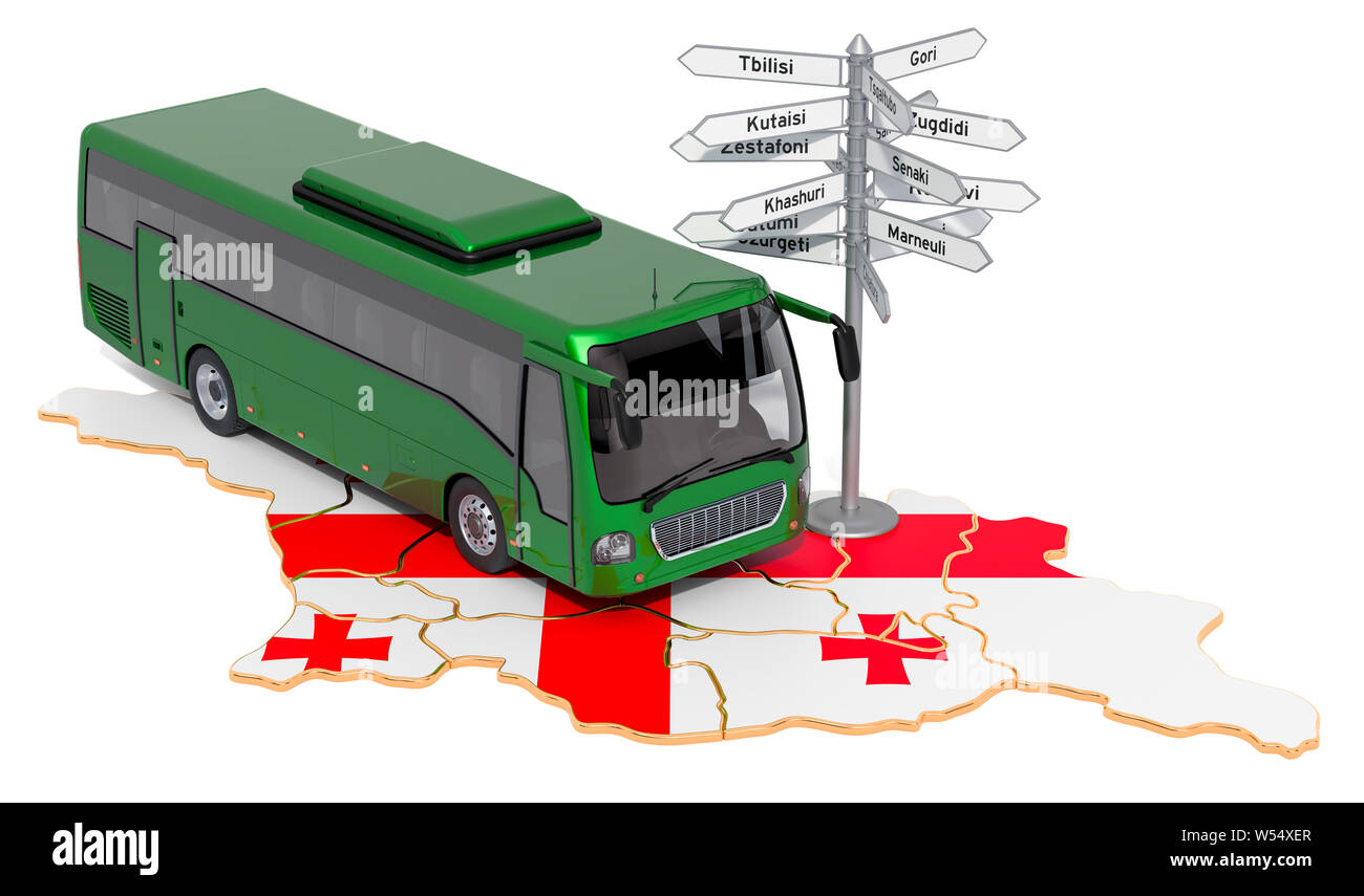 Georgia Bus Tours concept. 3D rendering isolated on white background ...