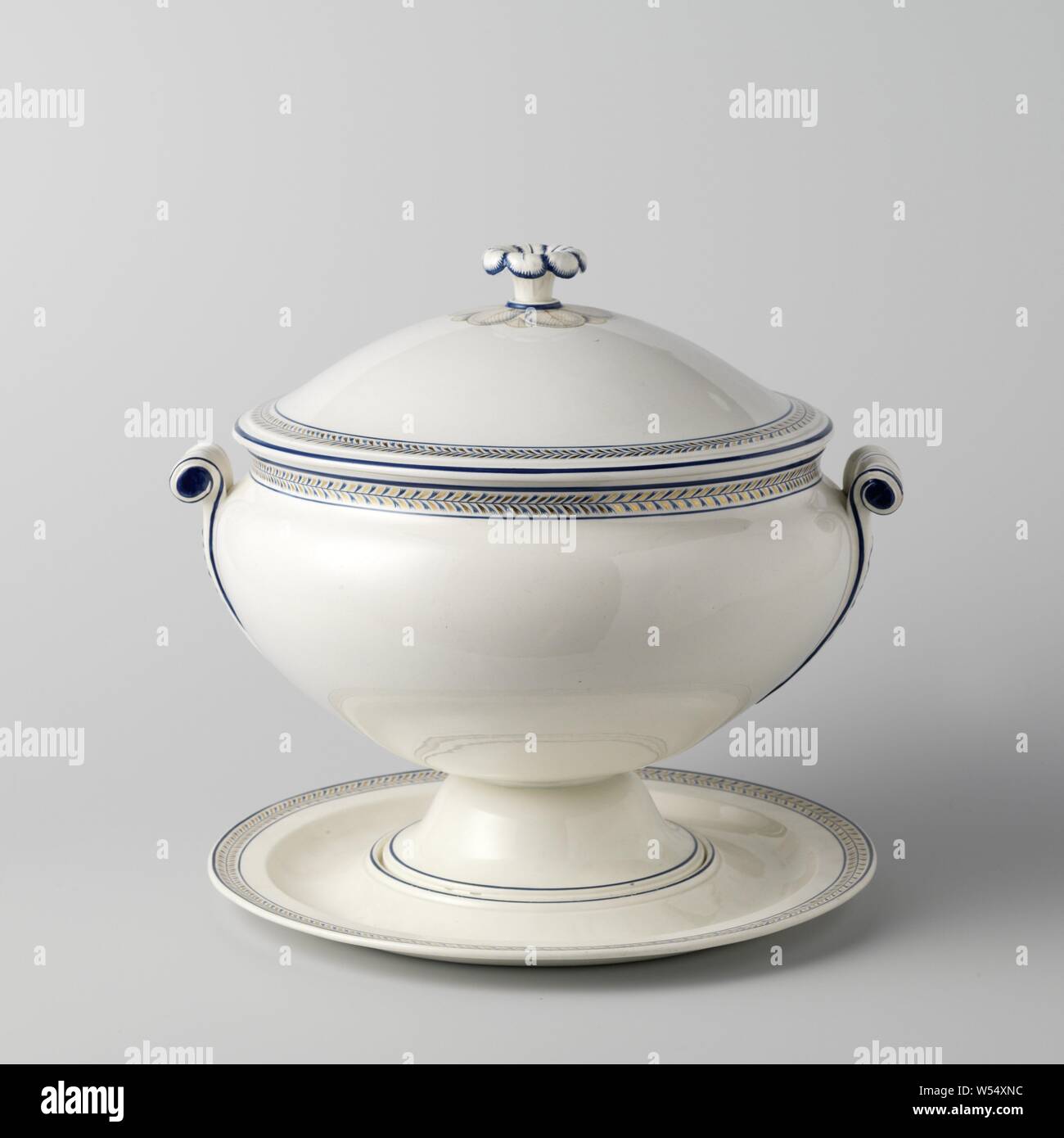 Terrine with lid and hard saucer earthenware dish, Wedgwood cream ware ...