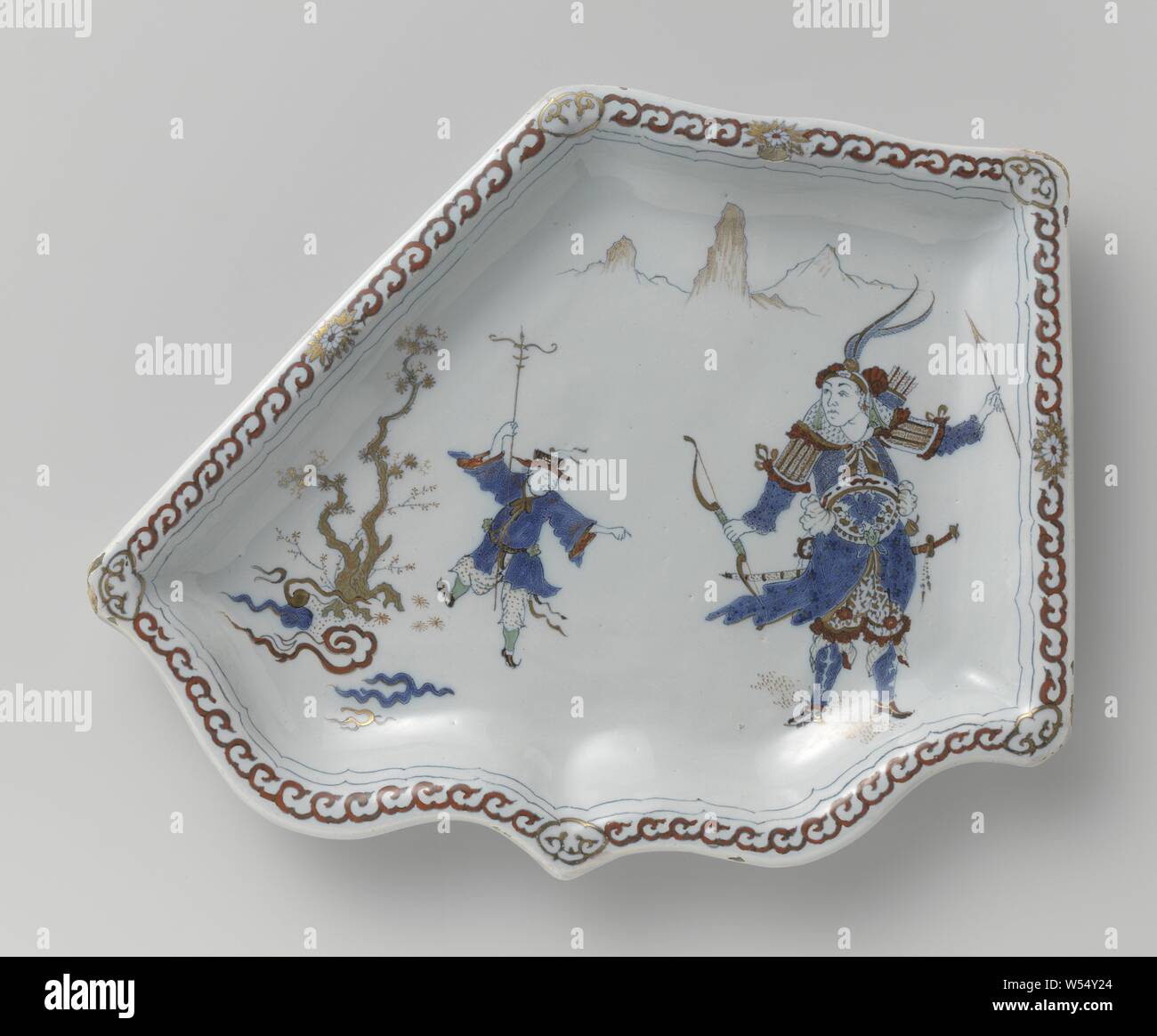 Two dishes Bowl of faience, multi-colored with Chinese figures, Bowl of ...