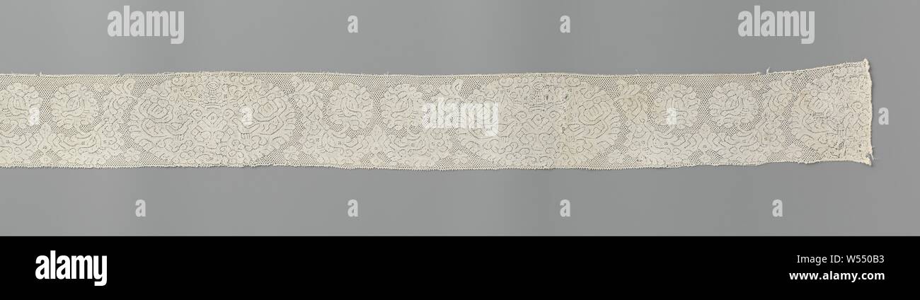 Border with Cloud and Peony Motifs Strip bobbin lace with an oval ...