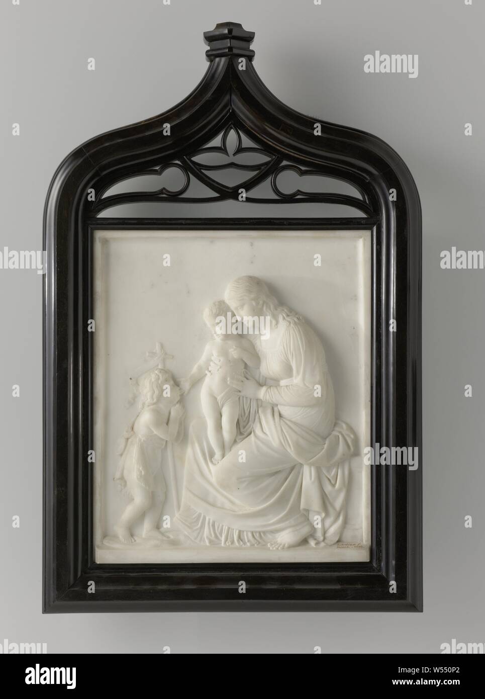 Maria with child and John the Baptist, Maria sits in profile to the ...