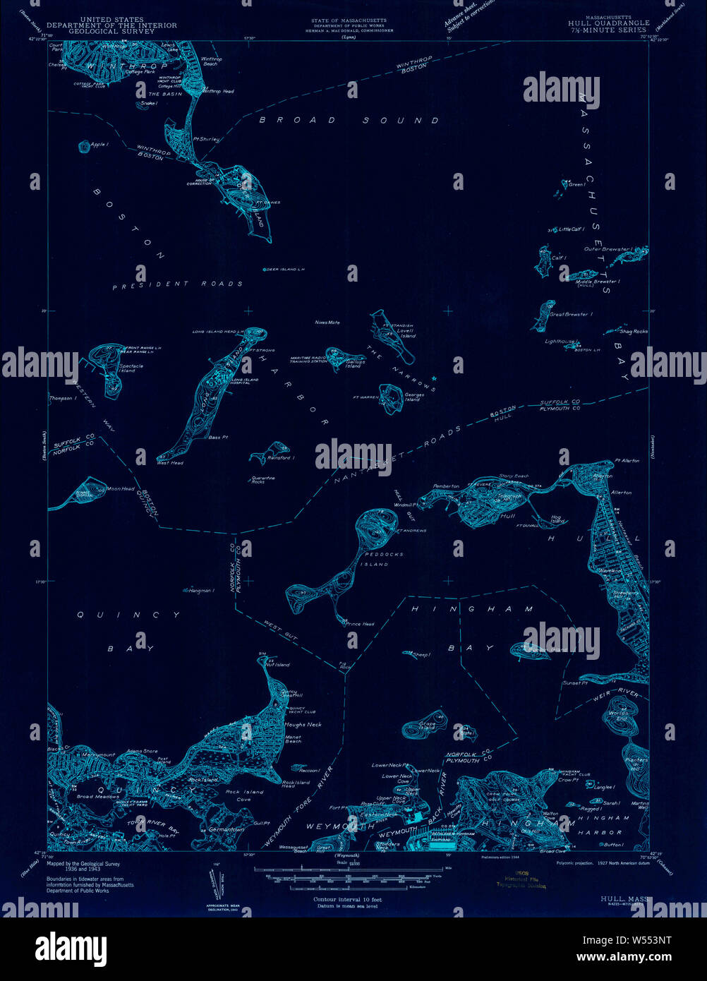 Massachusetts USGS Historical Topo Map MA Hull 350216 1944 24000 ...