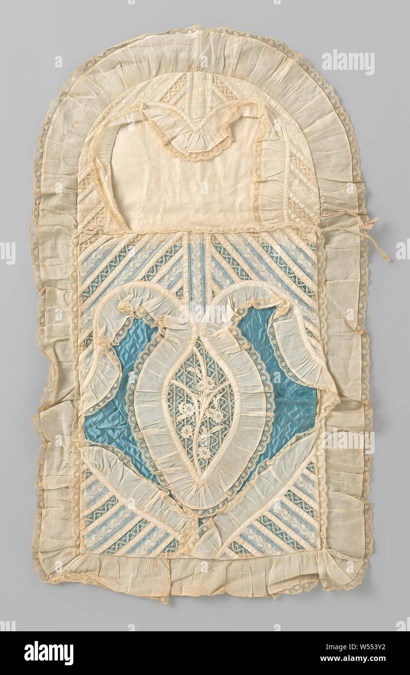 Baby carrier of white cotton, satin, lace and embroidery, A baby ...