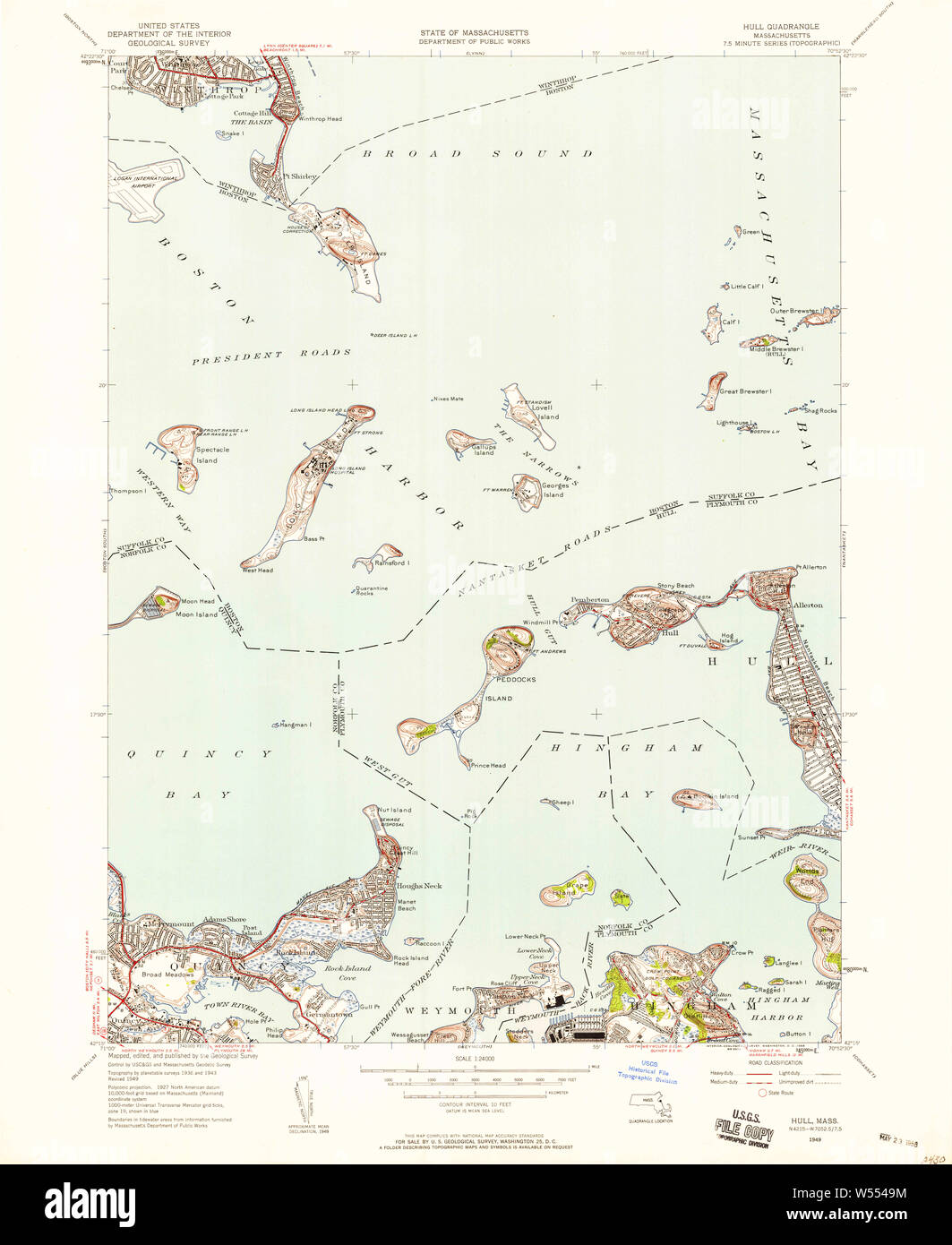 Massachusetts USGS Historical Topo Map MA Hull 350217 1949 24000 ...
