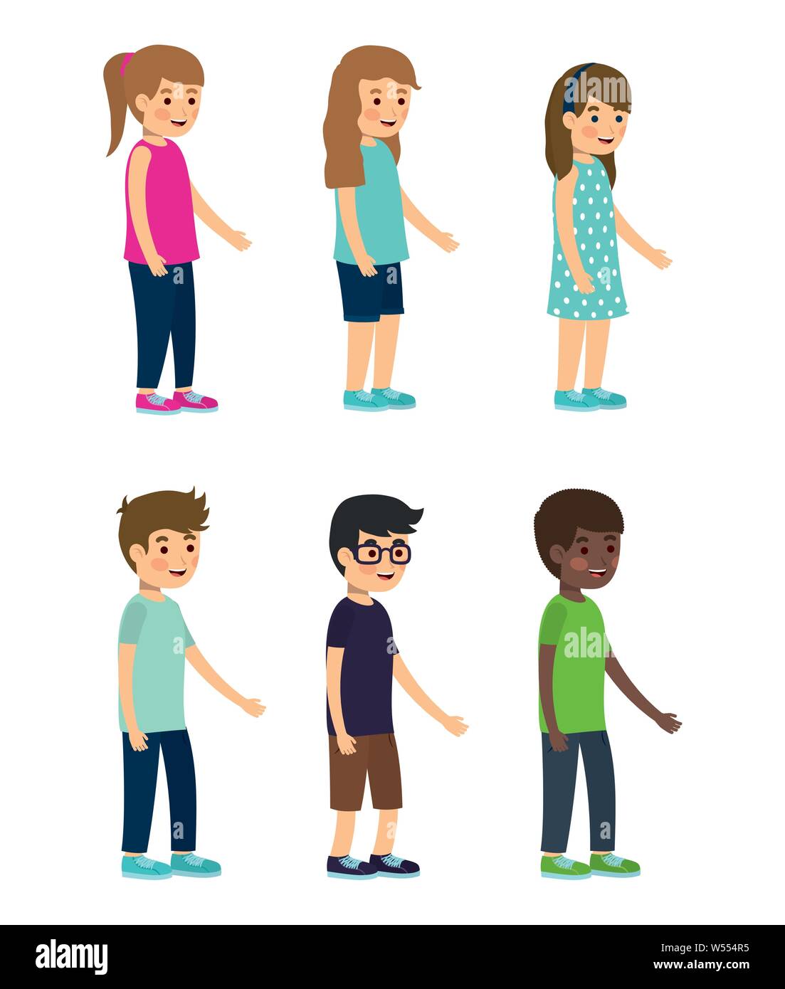 set of kids character on white background Stock Vector Image & Art - Alamy