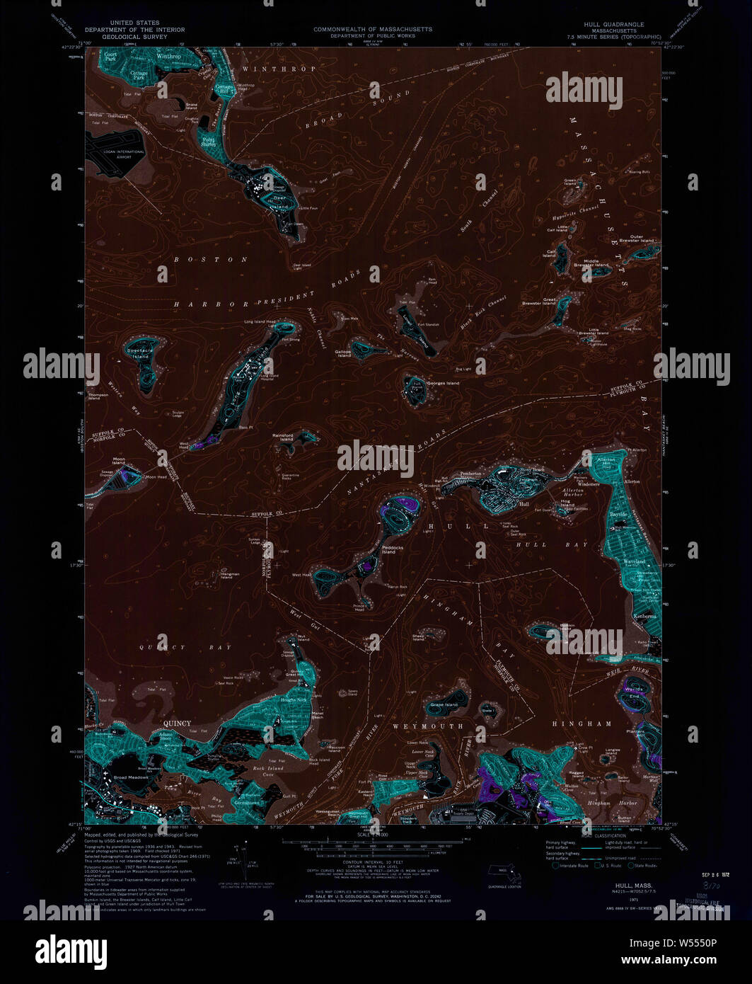Massachusetts USGS Historical Topo Map MA Hull 350221 1971 24000 ...