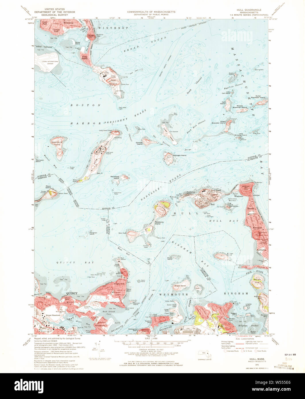 Massachusetts USGS Historical Topo Map MA Hull 350221 1971 24000 ...