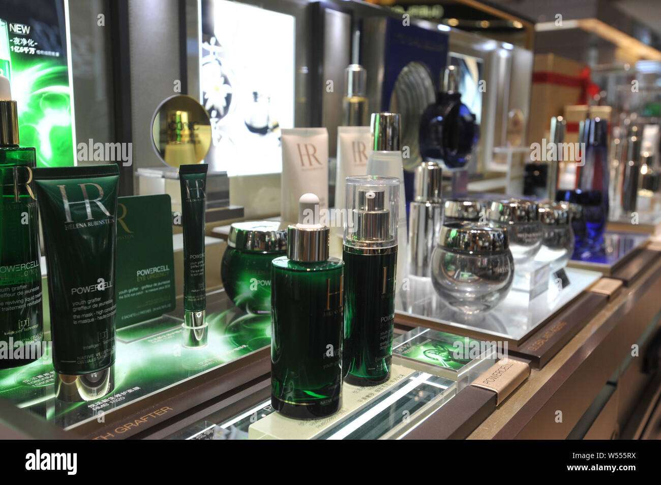 --FILE--Skincare products are for sale at a counter of Helena ...