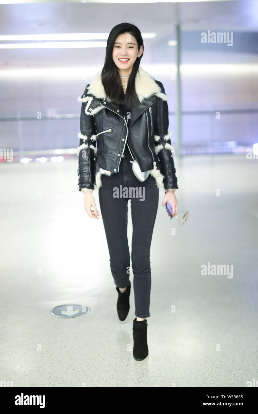 Chinese model Xi Mengyao, also known as Ming Xi, arrives at an airport ...