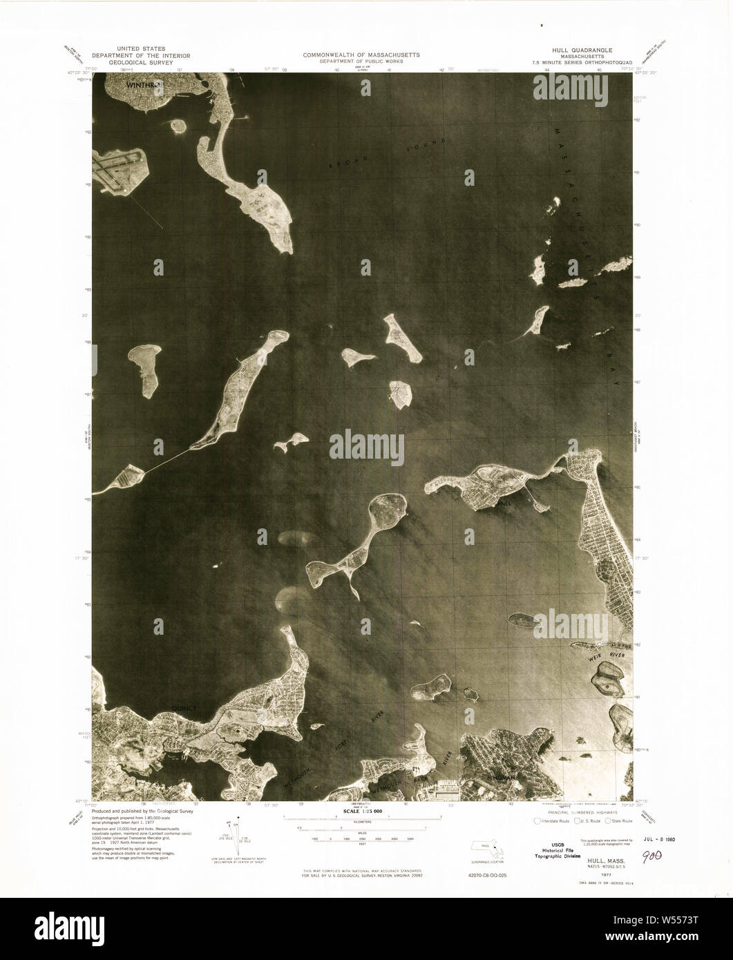 Massachusetts USGS Historical Topo Map MA Hull 351032 1977 25000 ...