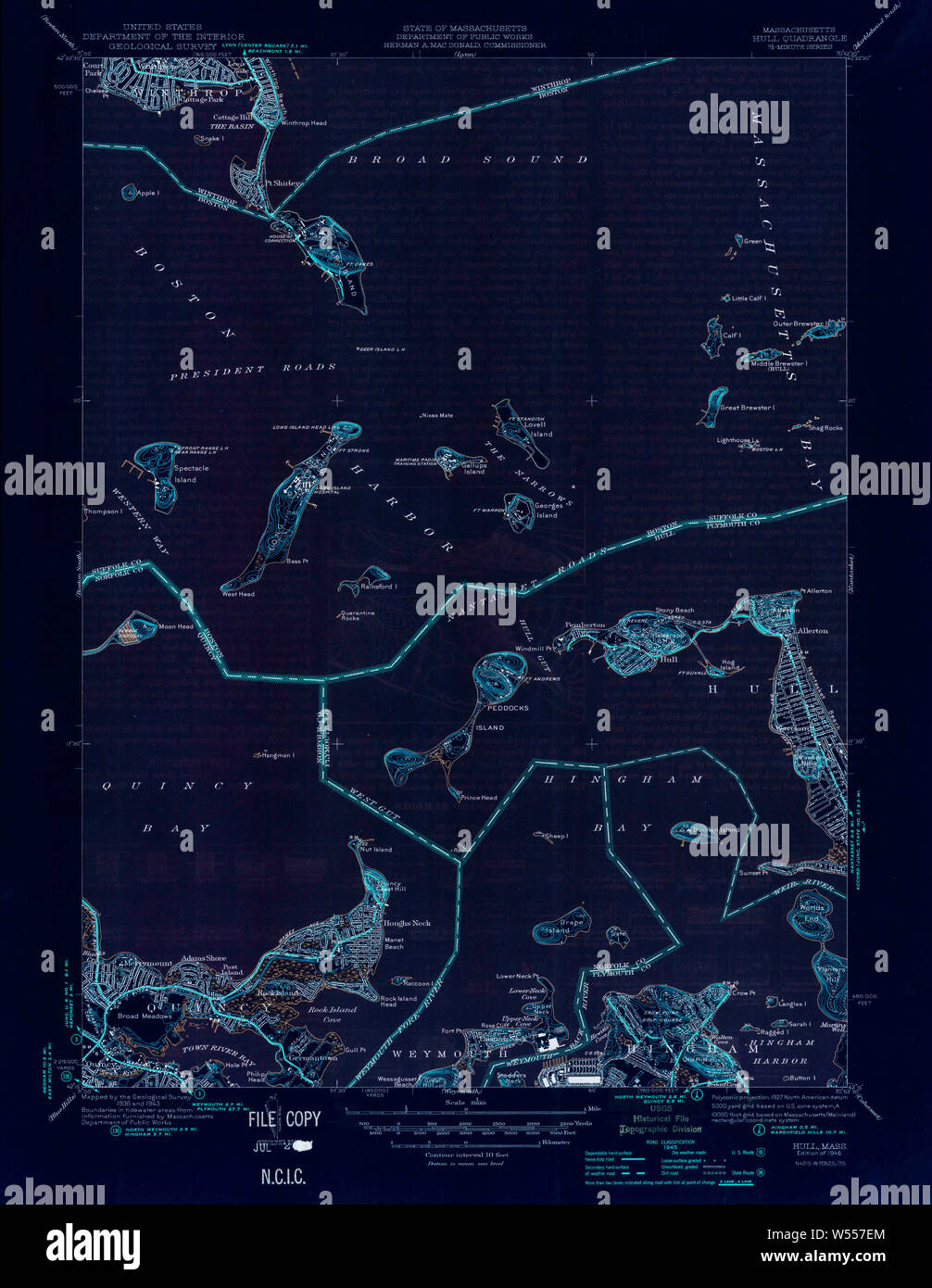 Massachusetts USGS Historical Topo Map MA Hull 351806 1946 31680 ...
