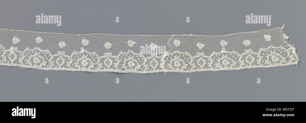 Strip of bobbin lace with concatenated shield-shaped cartouches, Strip ...
