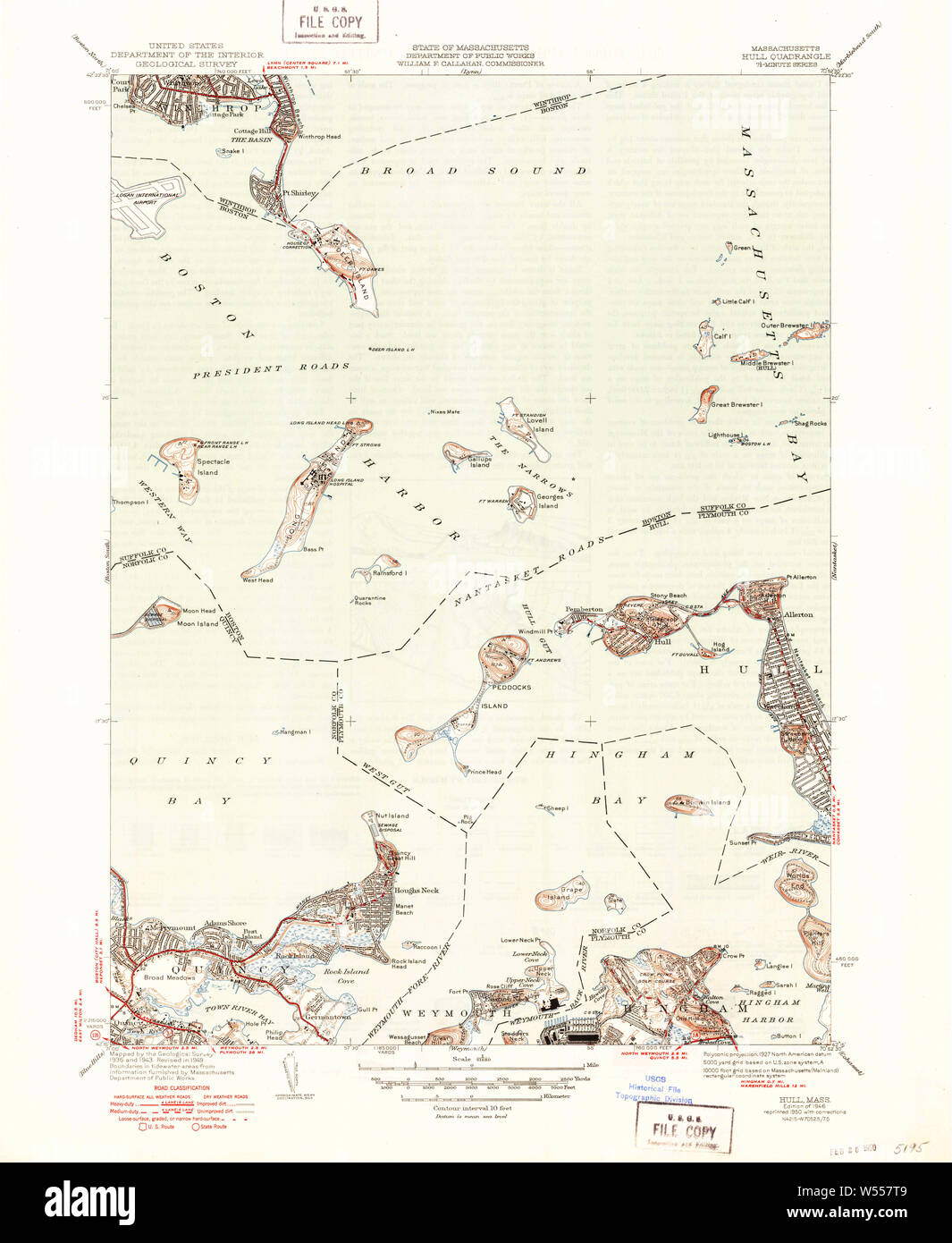 Massachusetts USGS Historical Topo Map MA Hull 351809 1946 31680 ...