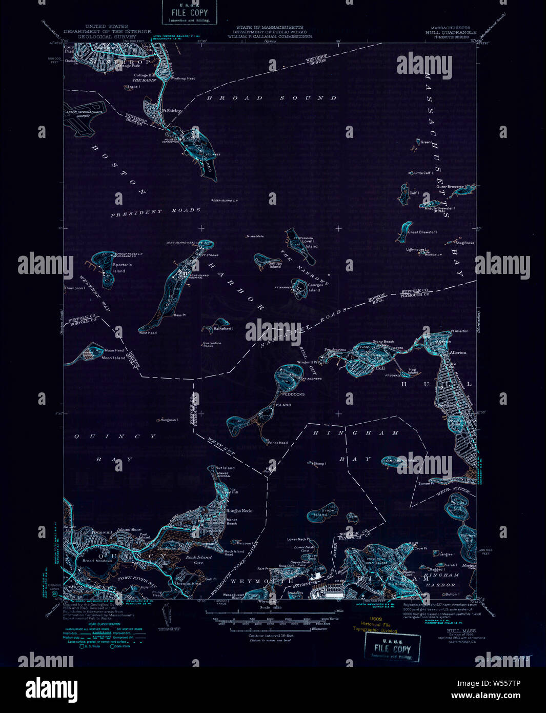 Massachusetts USGS Historical Topo Map MA Hull 351809 1946 31680 ...