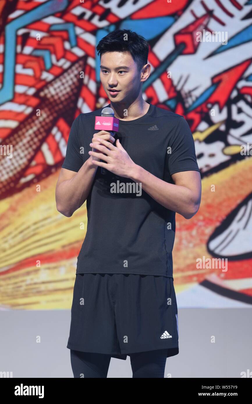 Chinese world swimming champion Ning Zetao attends a promotional event ...
