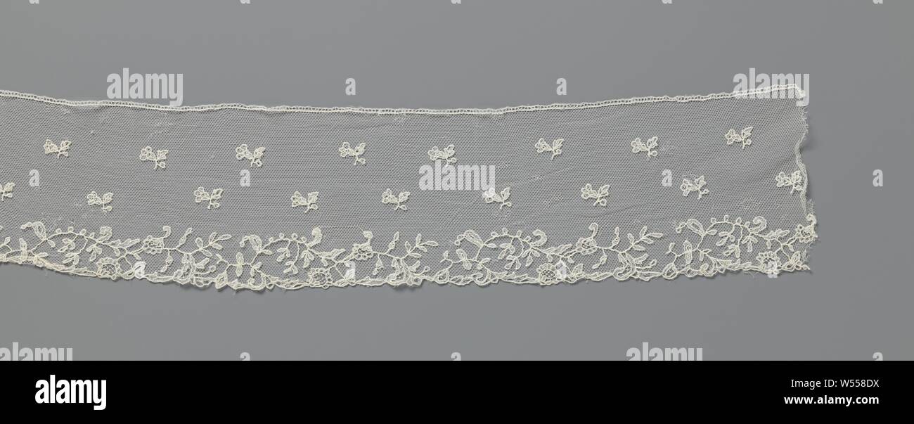 Strip of application lace with bell flowers and wavy flower branch ...