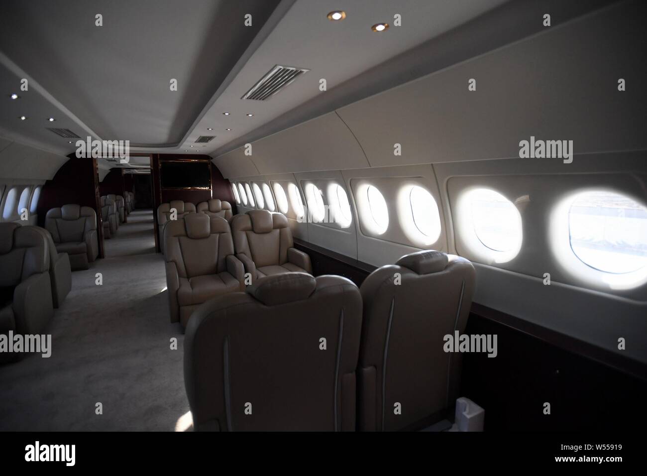 Inside view of a full-scale replica of Airbus A320 jet plane built by ...