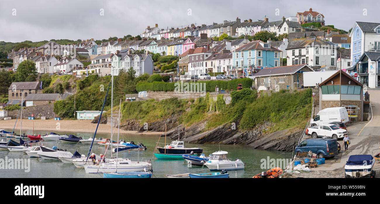 The popular Welsh coastal town and harbour of New Quay, Wales, UK Stock ...