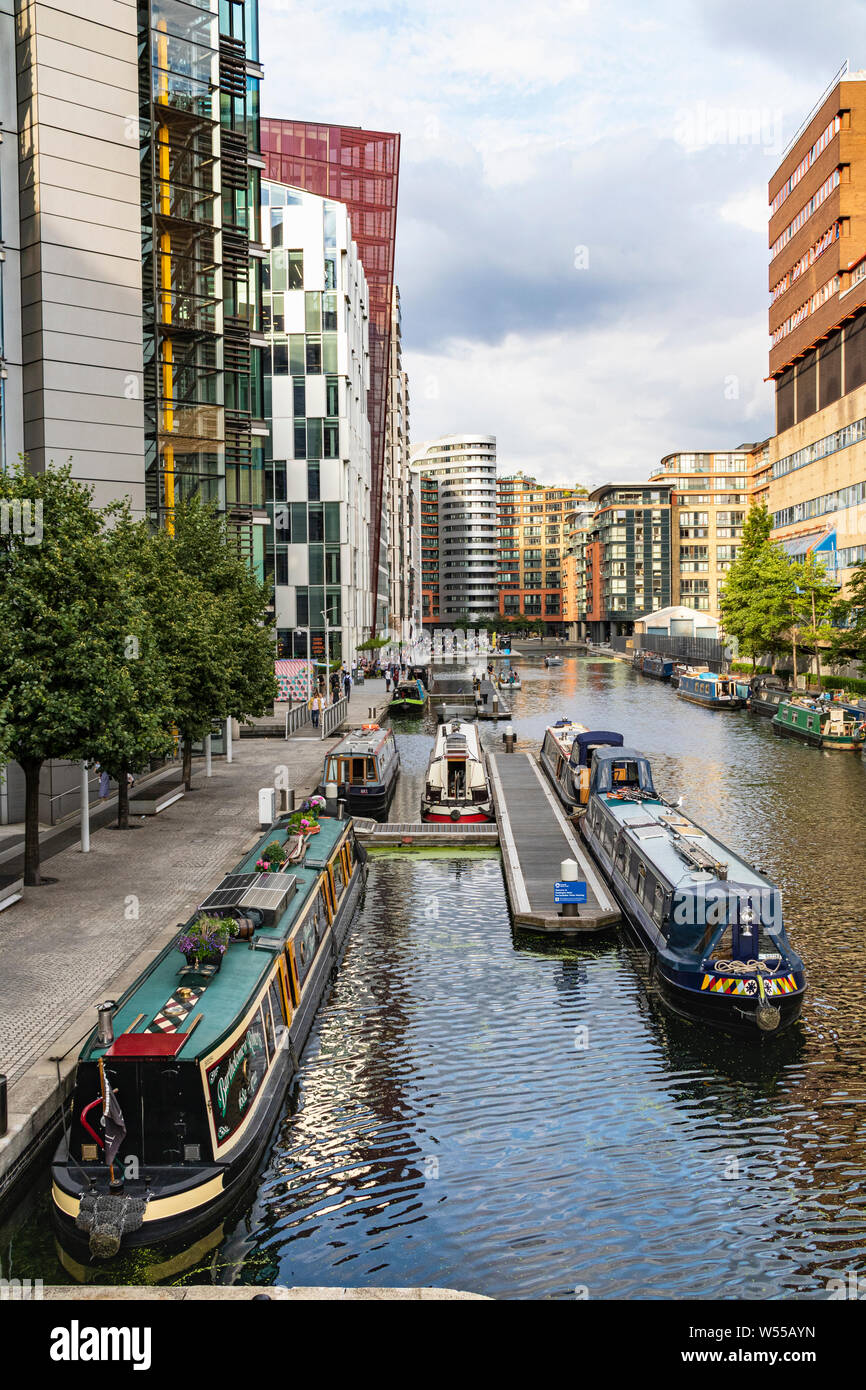 Perspective View of Paddington Basin – Moored Barges and Contemporary ...