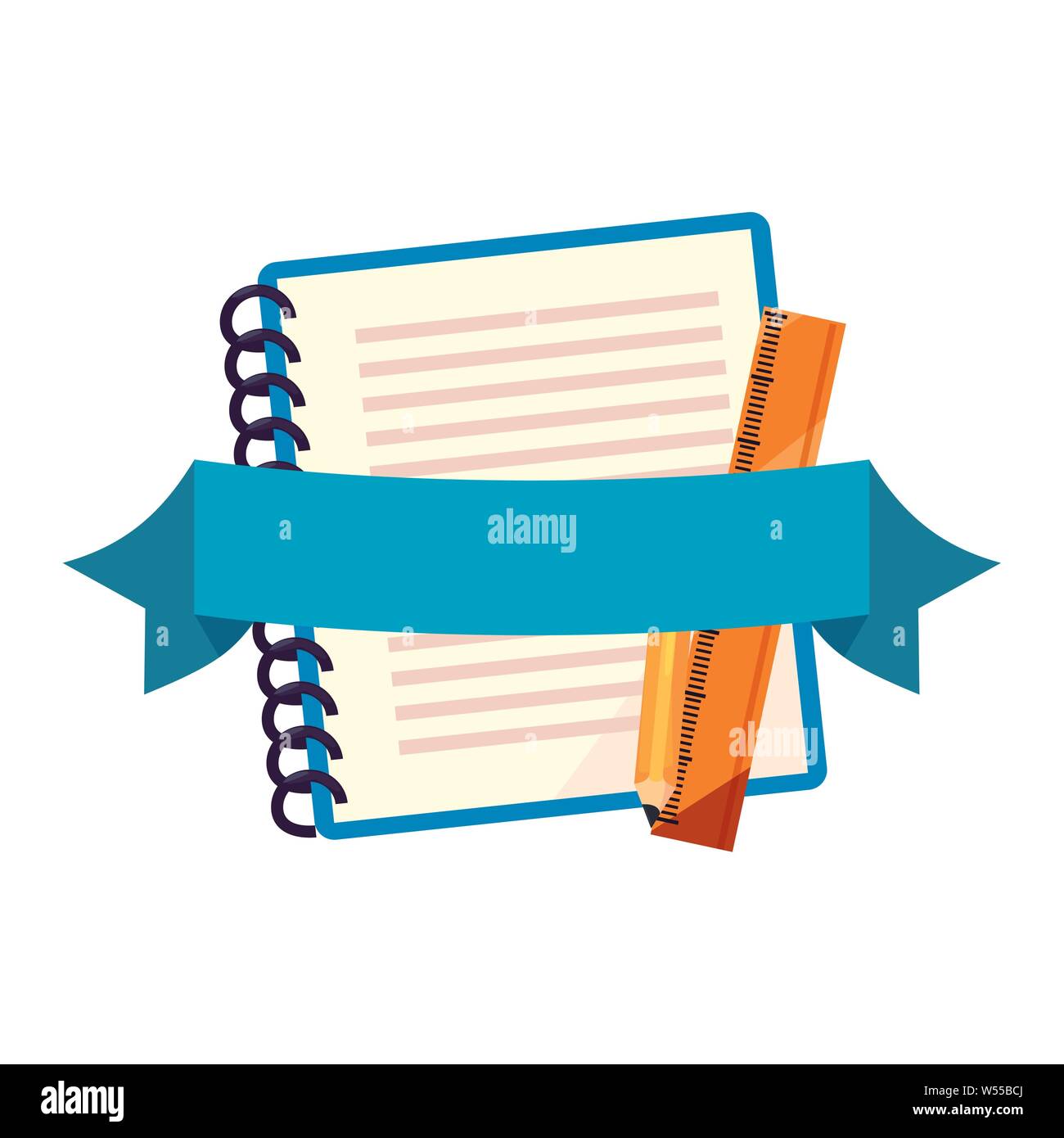 notebook and ruler back to school vector illustration Stock Vector ...