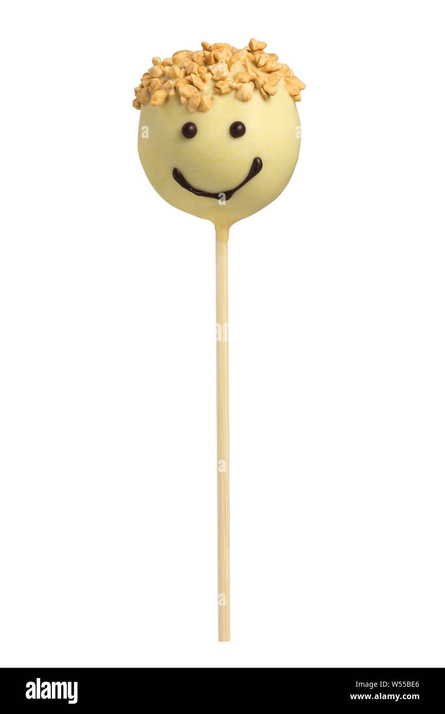 Smiling round candy on a stick isolated on white background Stock Photo ...