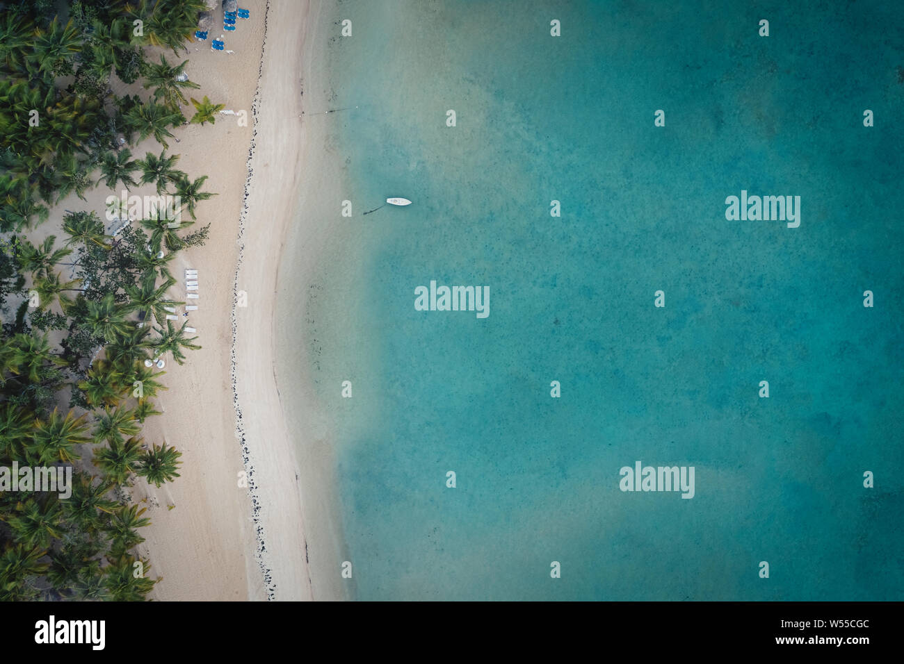 Aerial view of tropical beach.Samana peninsula,Bahia Principe beach ...